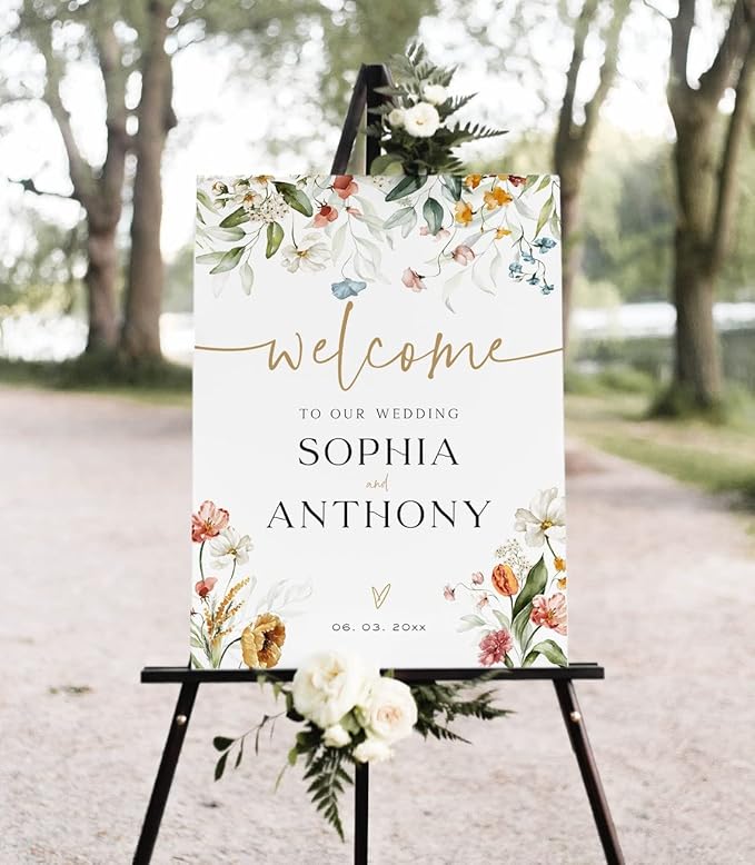 Amazon.com: Bloom Personalized Editable Wildflower Welcome Sign ...