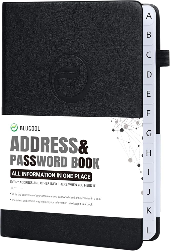 Amazon.com : Address Book with Alphabetical Tabs, Hardcover Password ...