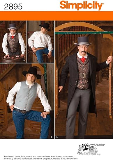 Amazon.com: Simplicity 2895 Wild West Cowboy Sewing Pattern for Adult ...