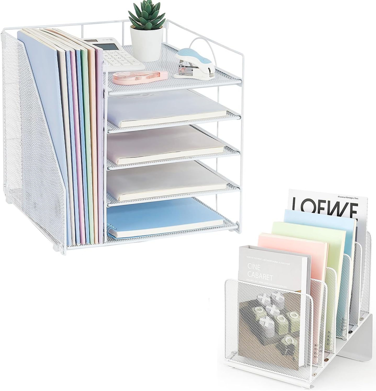 Amazon.com : LEKETREE 5-Tier Paper Organizer + File Organizer(White ...