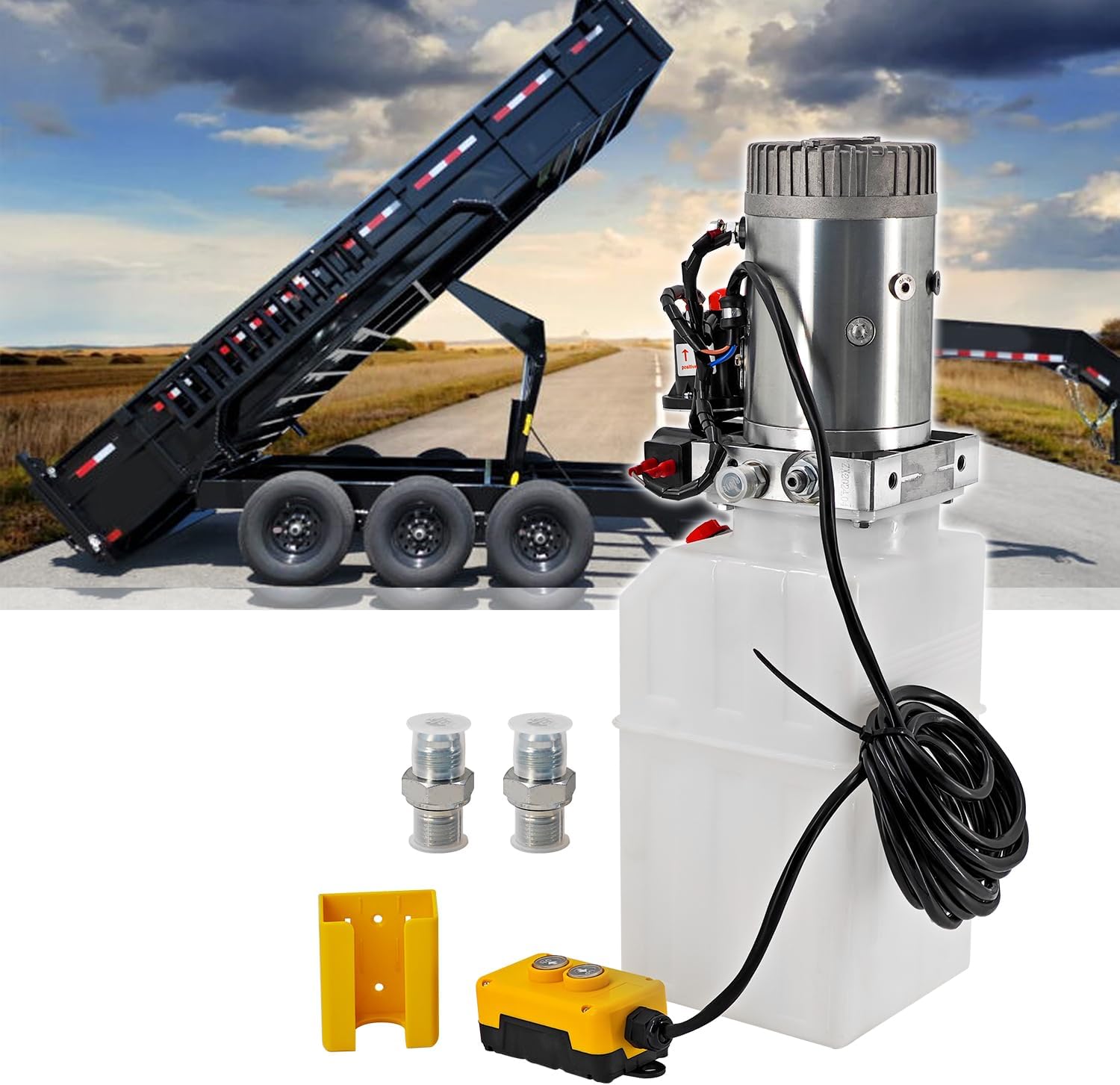 Amazon.com: 6 Quart 12VDC Dump Trailer Hydraulic Pump Double Acting ...
