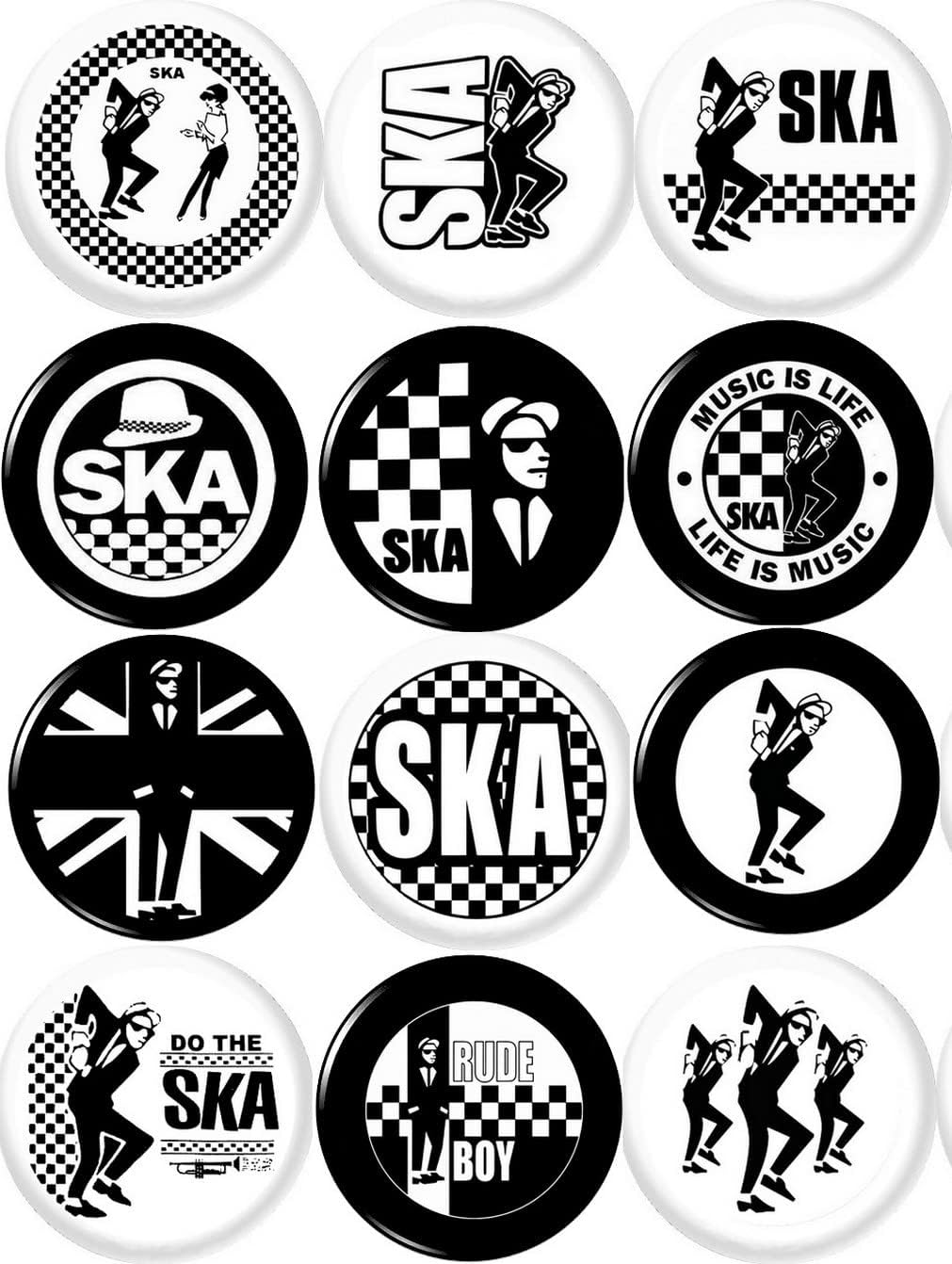 Amazon.com: SKA x 12 NEW 1 inch pins buttons badge rude boy 2 tone ...