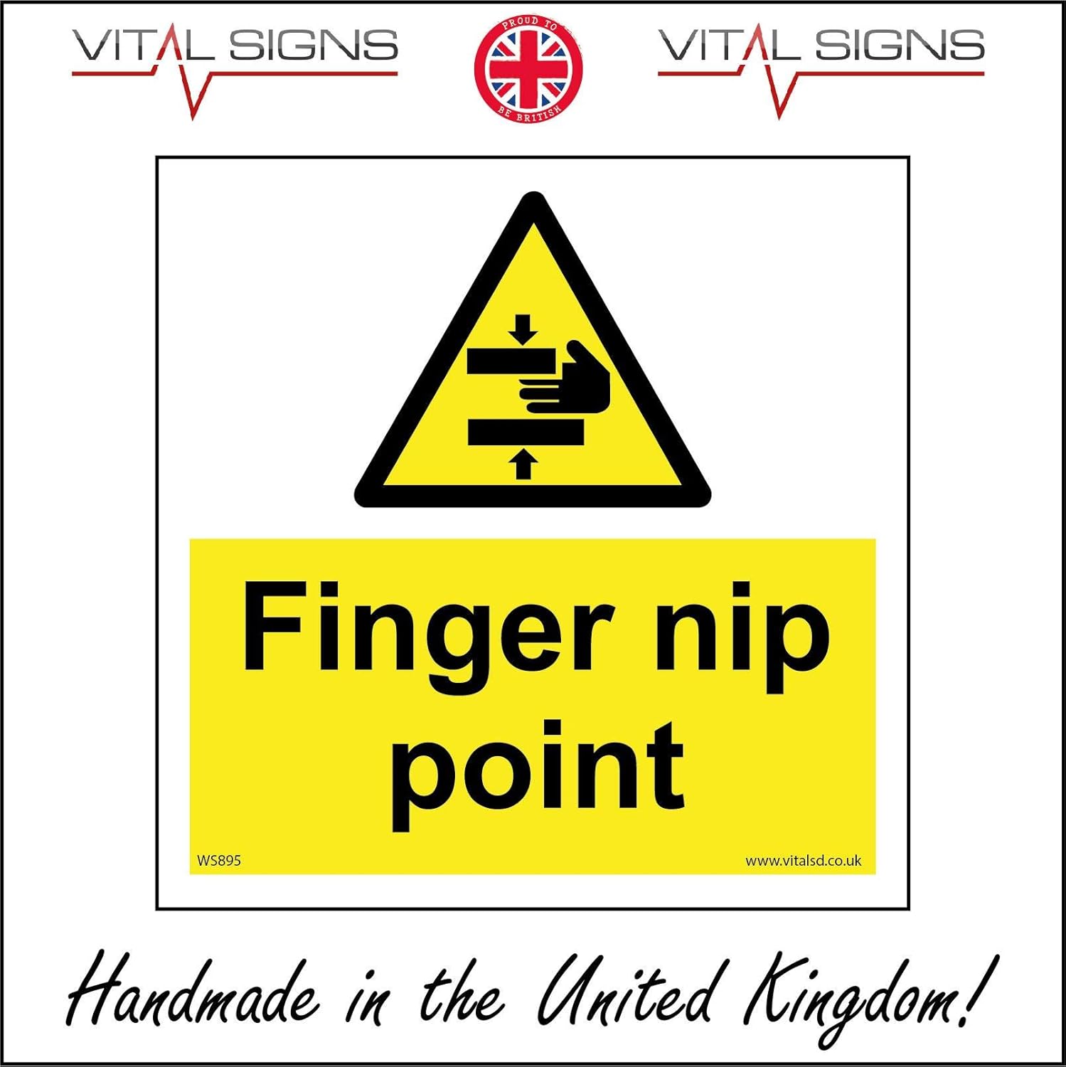 WS895 Finger Nip Point Trap Entrapment Zone Hands Caution Stop Machine ...