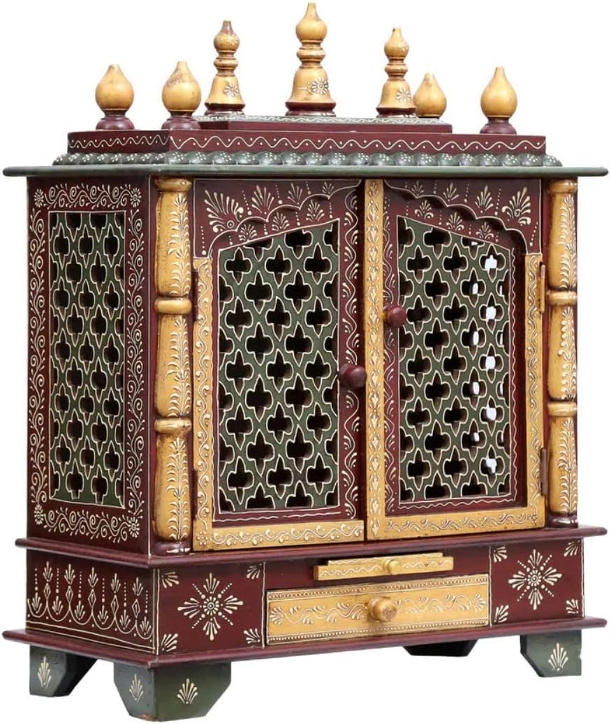 Amazon.com: Diwali Pooja Wooden Temple/Home Temple/Pooja Mandir/Pooja ...
