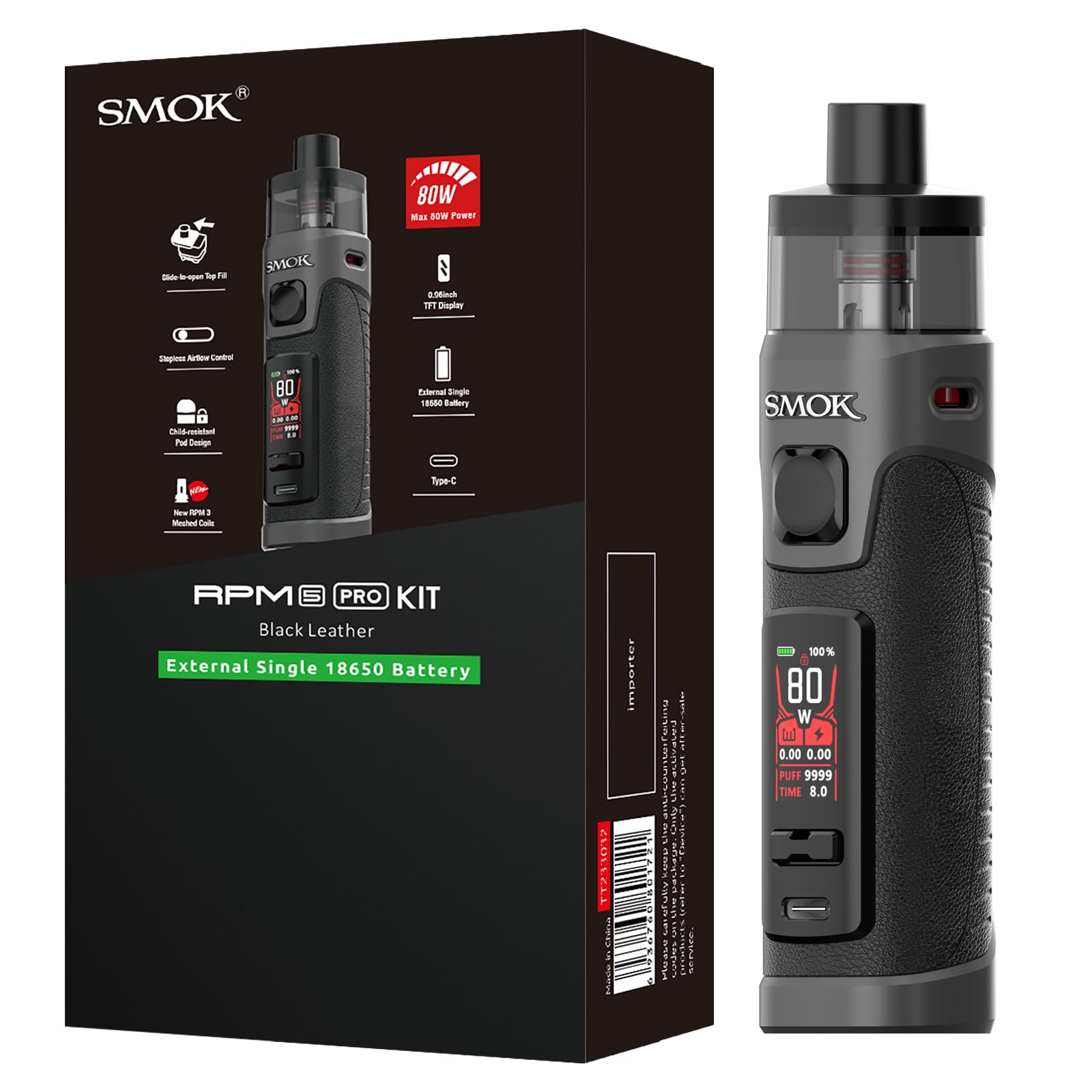 SMOK RPM 5 Pro Pod Mod Kit, 80W Leistung, stufenlose Luftstromregelung ...