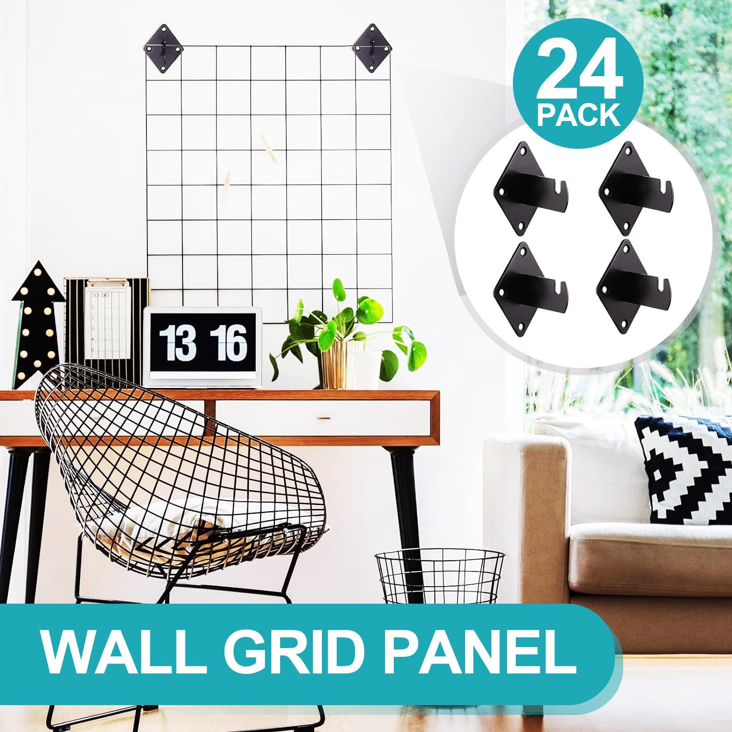 Snapklik.com : HJW 24 Pcs Black Gridwall Mount Brackets For Grid Panels ...