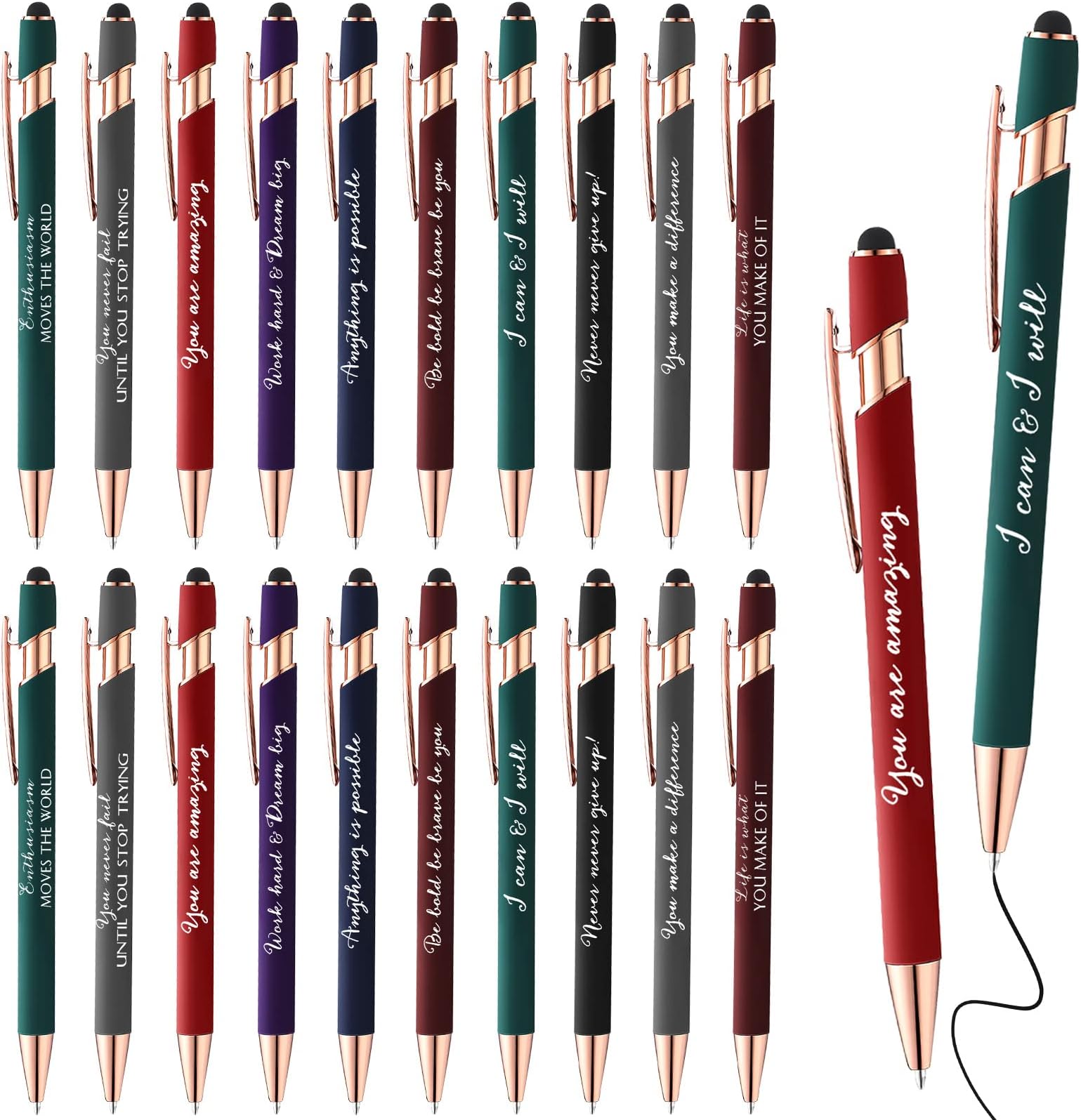 Amazon.com : Kosiz 30 Pcs Inspirational Pens Bulk Motivational Quotes ...