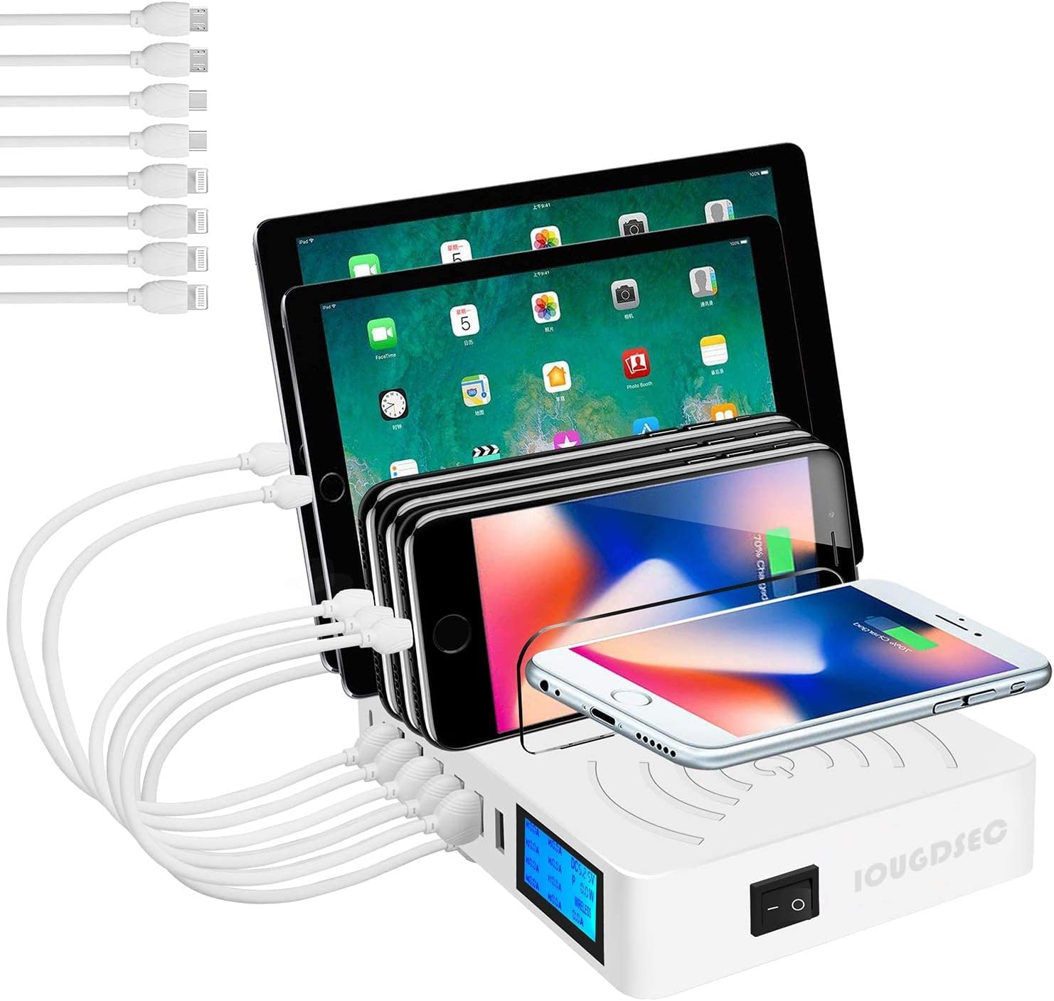 Fast Charging Station PD20W QC3.0 Multi USB Ports, 9-in-1 QI Wirelss ...