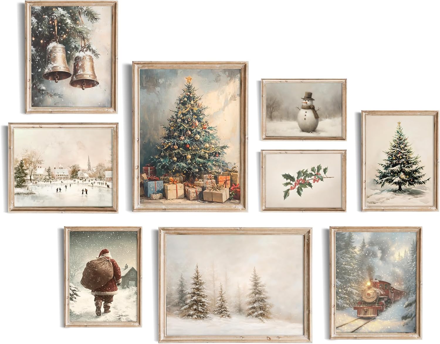 Amazon.com: uniro Christmas Wall Art Prints, Vintage Christmas Decor ...