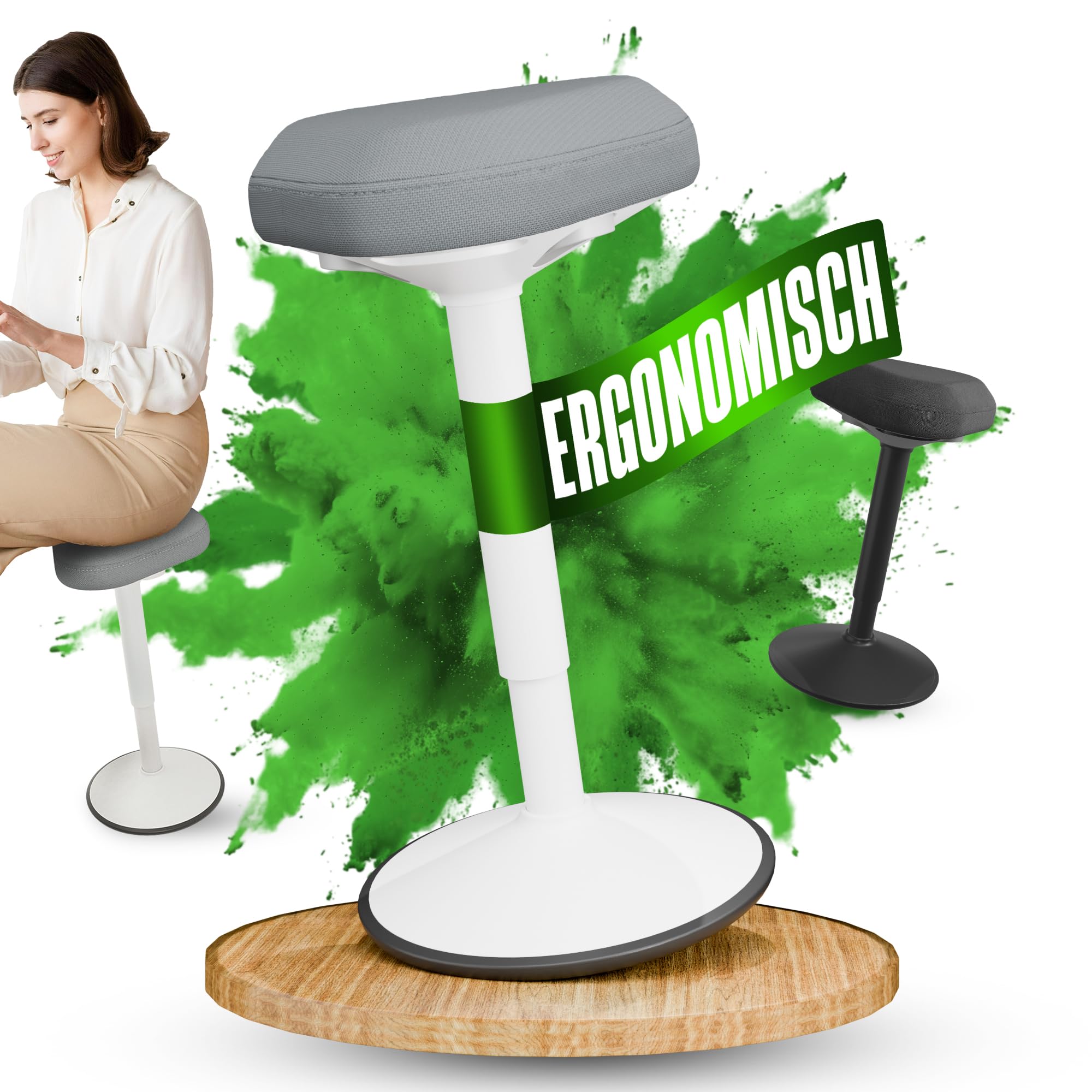 VITALMATE Ergonomischer Bürohocker Höhenverstellbar & rutschfest ...