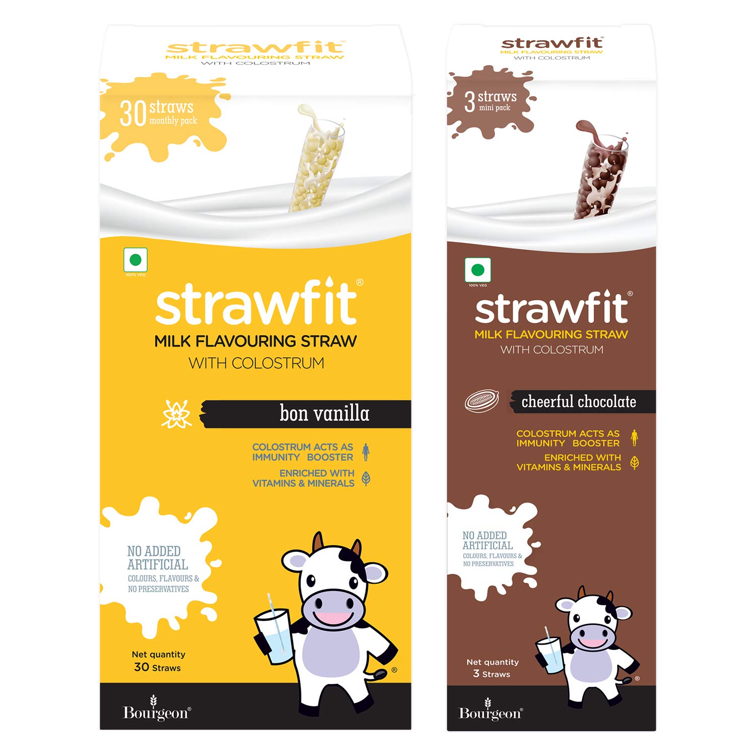Strawfit Bon Vanilla & Cheerful Chocolate Milk Flavoring Straws with ...