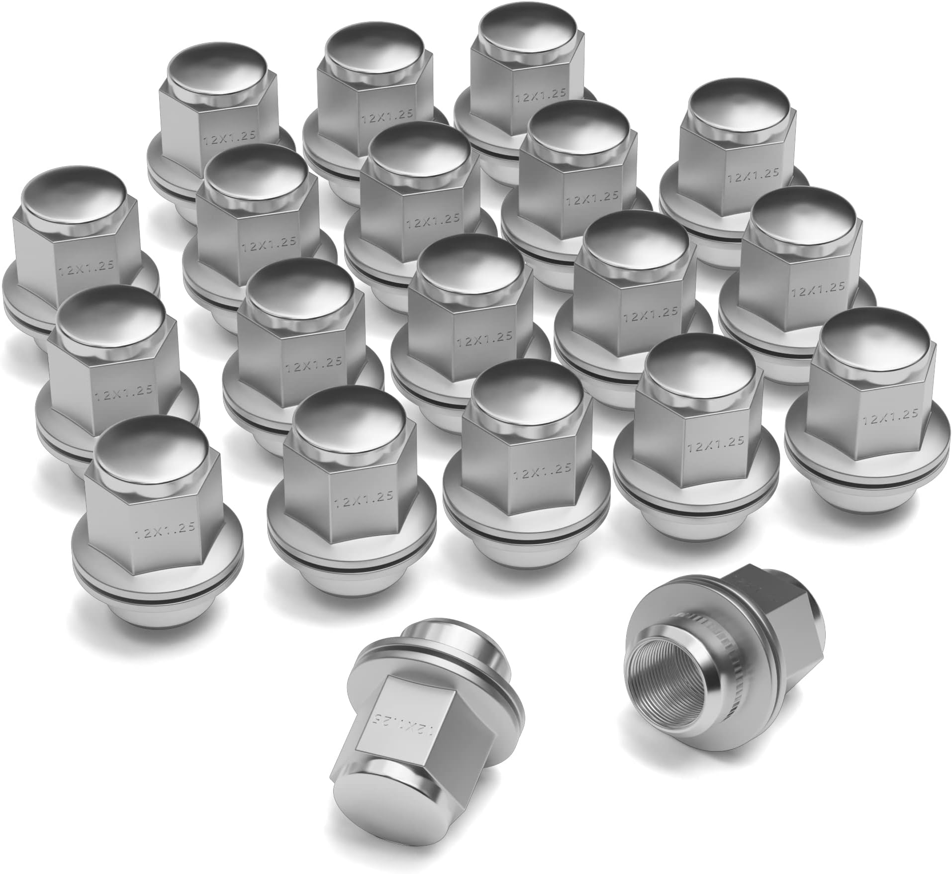 Amazon.com: 20PCS M12x1.25 Chrome Closed End Bulge Acorn Lug Nuts ...