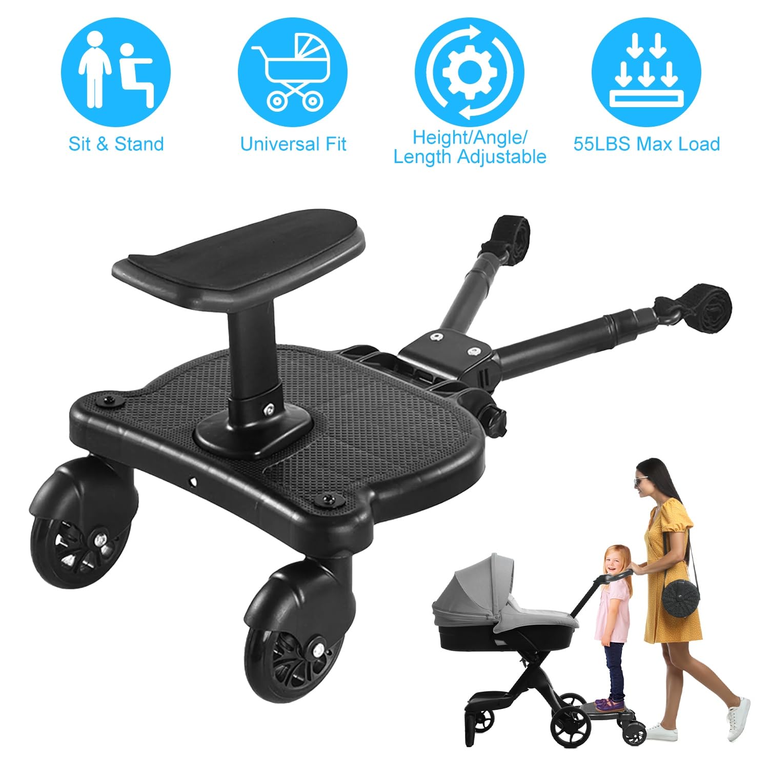Snapklik.com : 2 In 1 Universal Stroller Board Sit & Stand Buggy ...