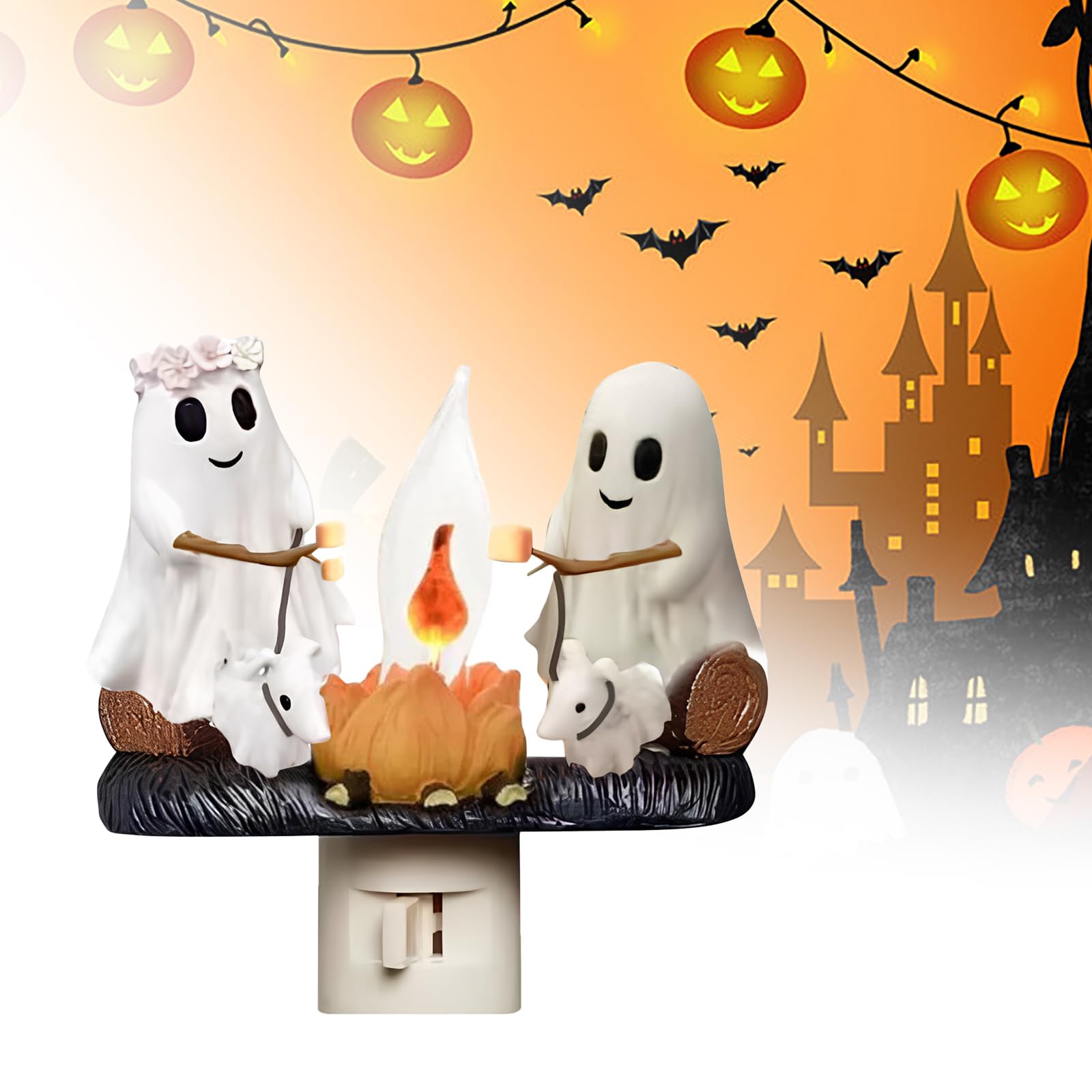 Halloween Ghost Campfire Flickering Nightlight - LED Ghost Night Light ...