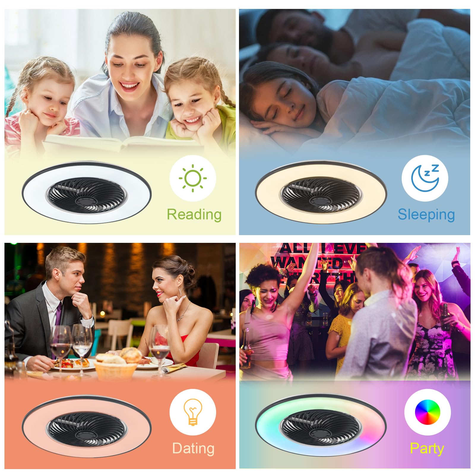 Ceiling Fan with Lights and Remote Control,Low Profile 22 Inch Flush ...