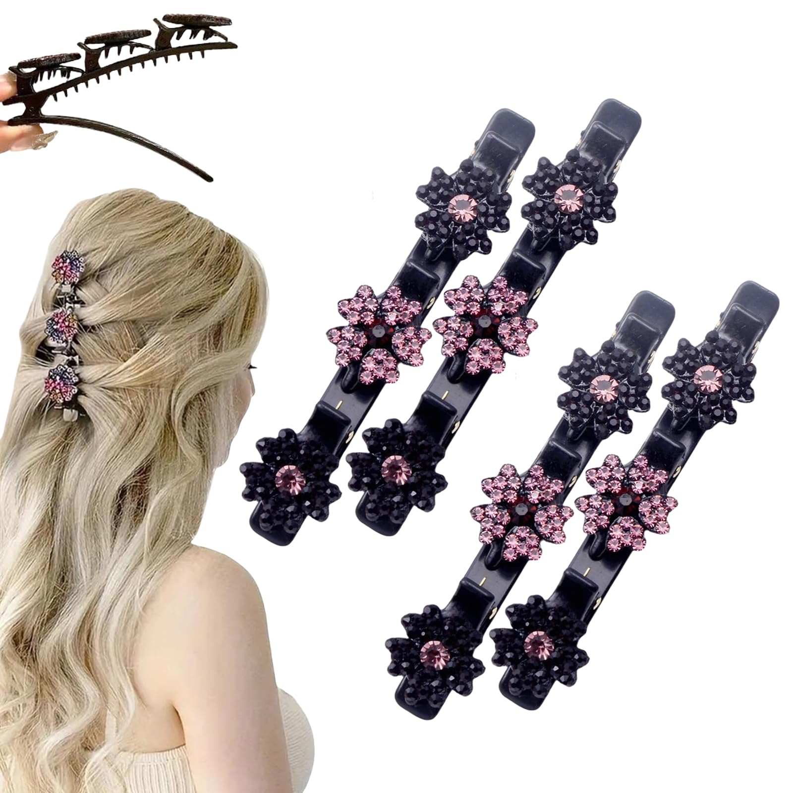 Amazon.com : Sparkling Crystal Stone Braided Hair Clips for Women and ...