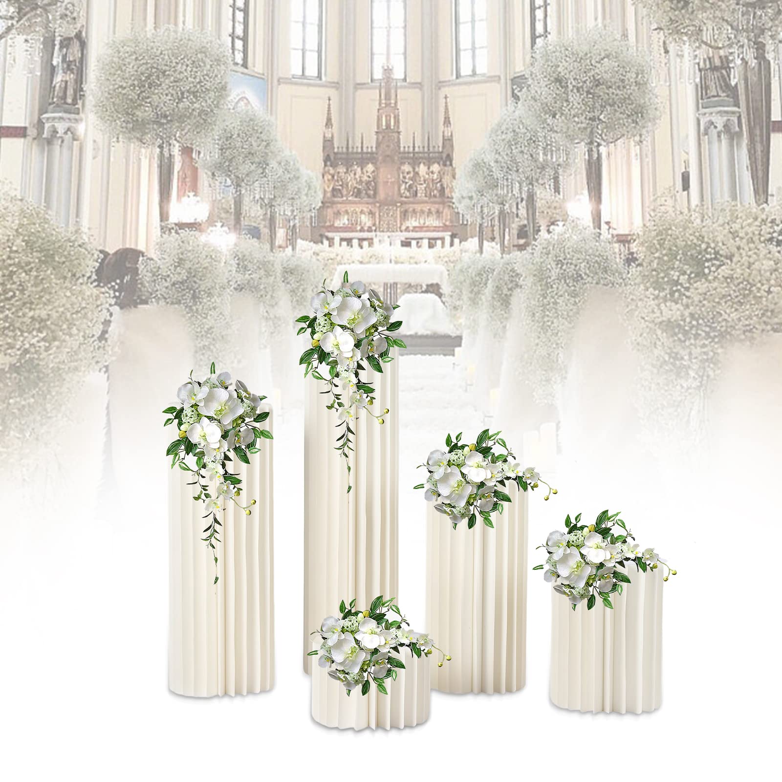 Wedding Pillars For Altar White Wedding Altar With Lake In Backround