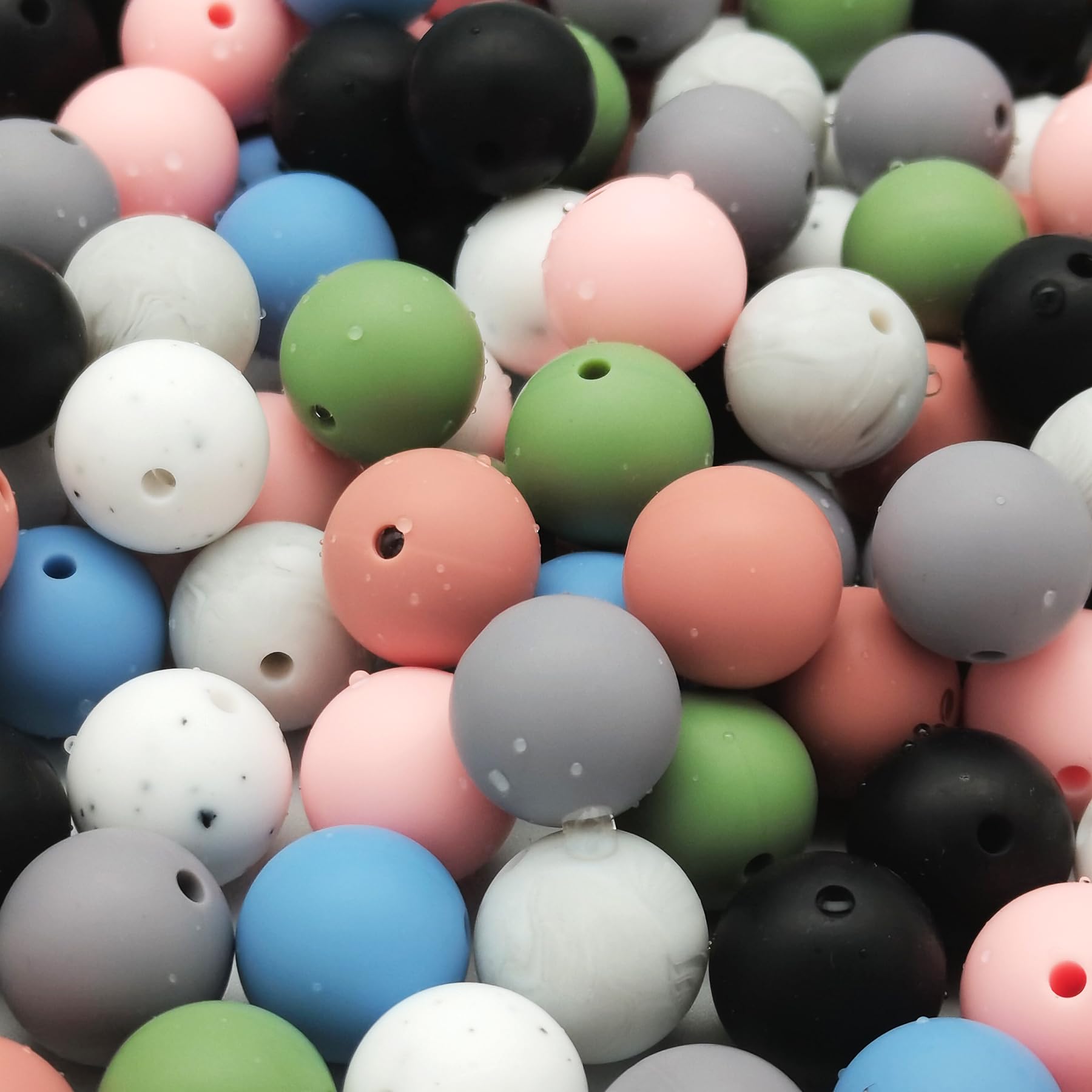 Amazon.com: DIYOMR 100Pcs Silicone Round Beads 12mm/15mm Single Color ...
