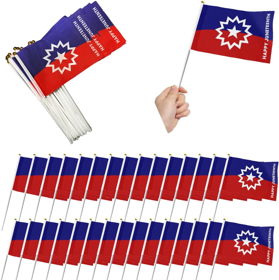 Amazon.com : 30pack Juneteenth Flag Small Stick 5'' X 8''- Handheld ...