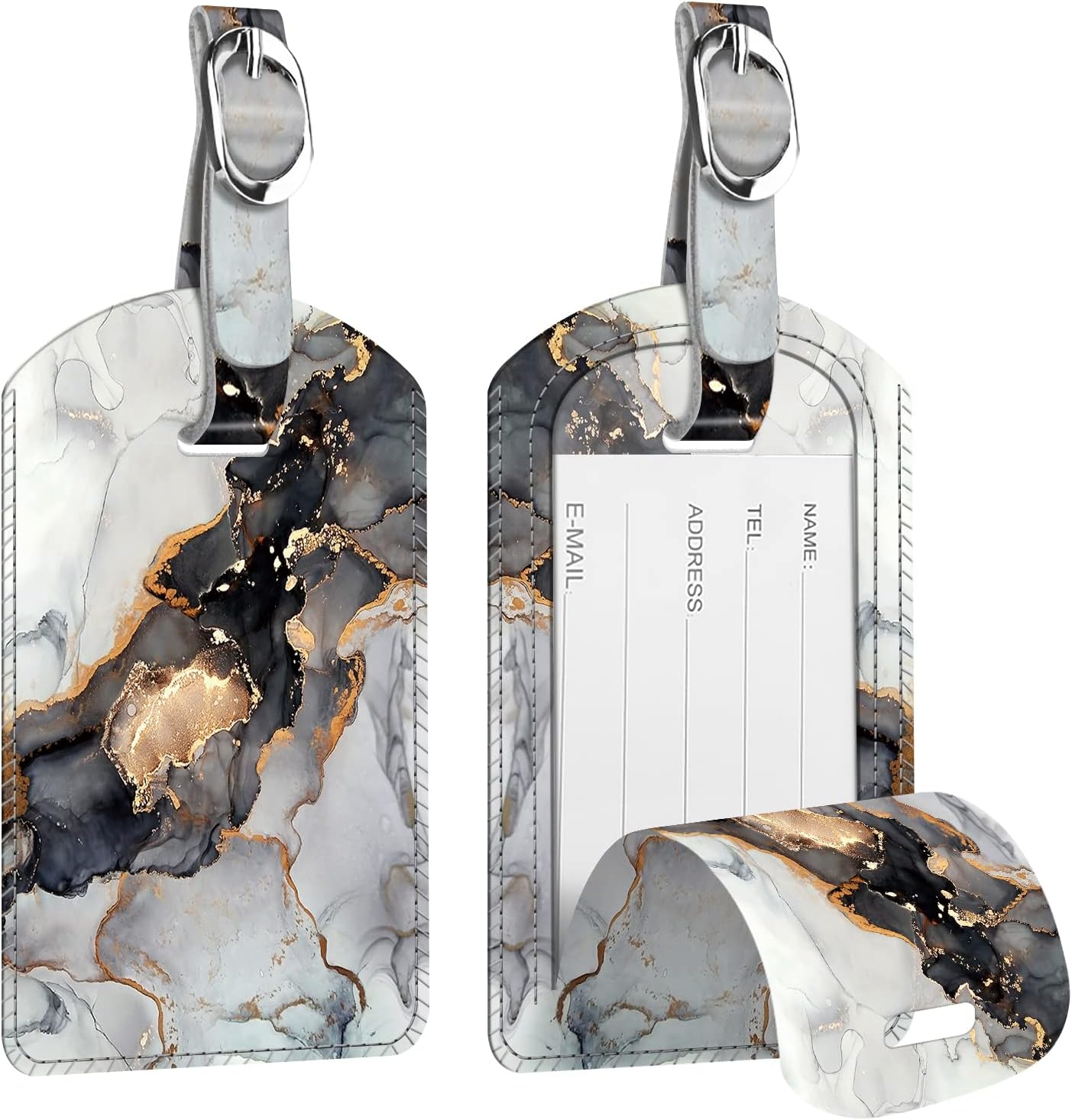 Amazon.com: 2 Pack Luggage Tags, Fintie Leather Name ID Labels with ...