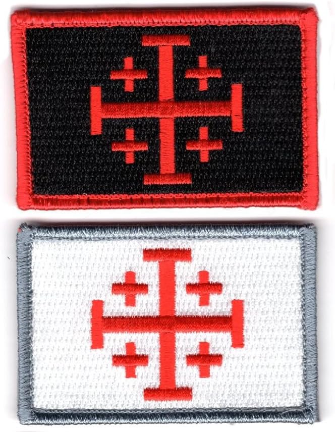 Amazon.com: Jerusalem Cross Crusader Embroidered Hook Patch [2pc ...