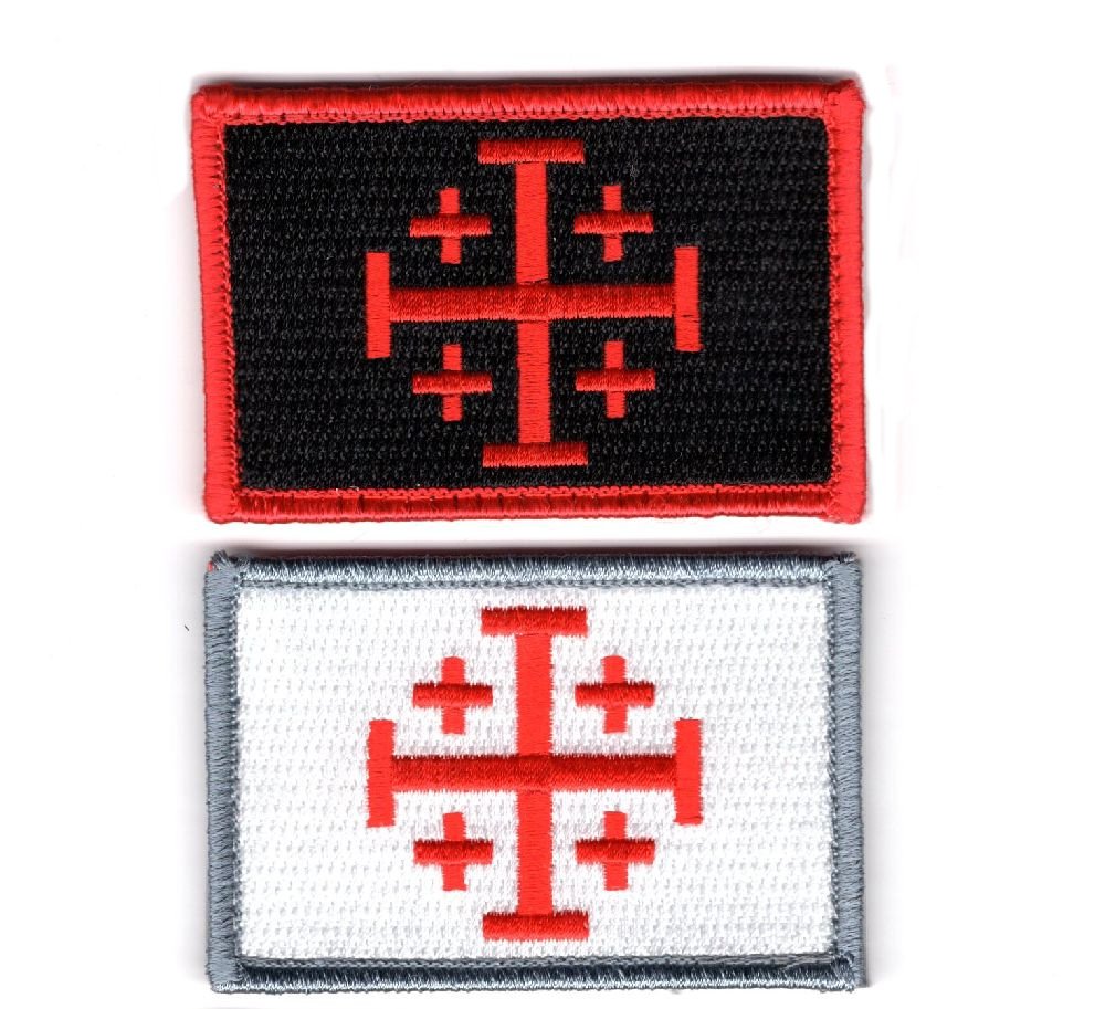 Amazon.com: Jerusalem Cross Crusader Embroidered Hook Patch [2pc ...