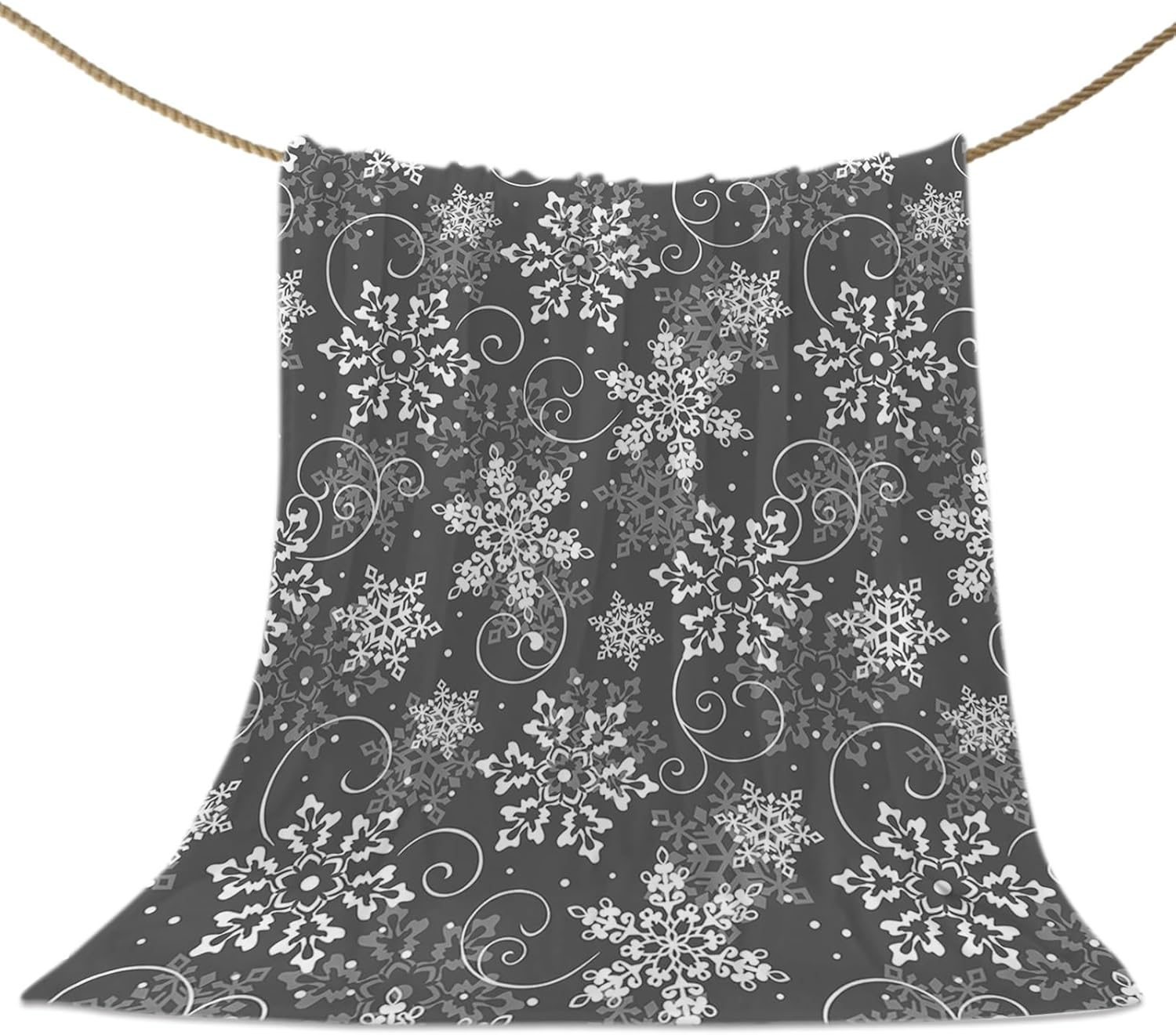 Amazon.com: Christmas Throw Blankets, Grey White Snowflakes Pattern ...