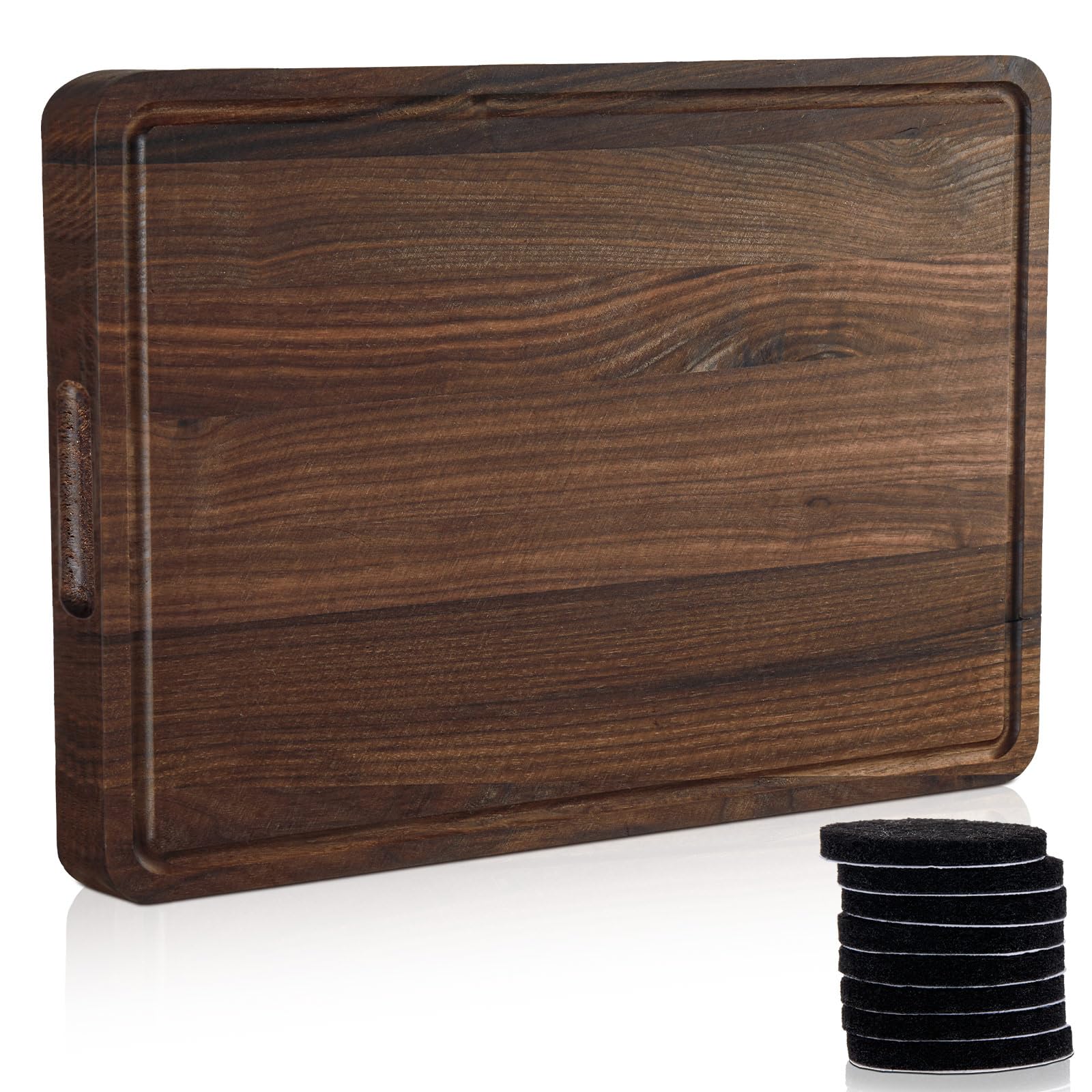 Suclain Walnut Wood Cutting Board Black Butcher Block Chopping Board ...