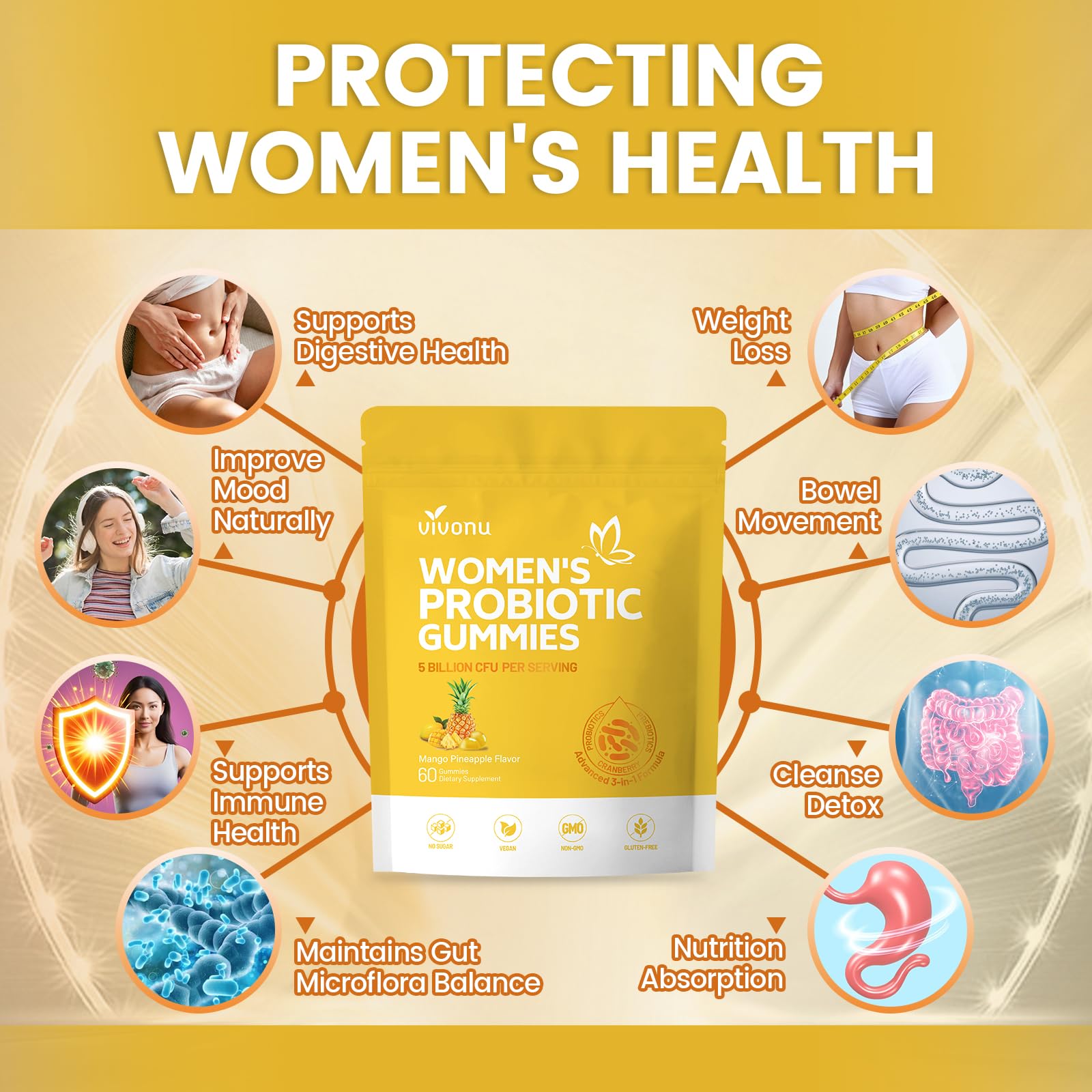 Snapklik.com : Pineapple Gummies For Women Ph, Women Probiotic Gummies ...