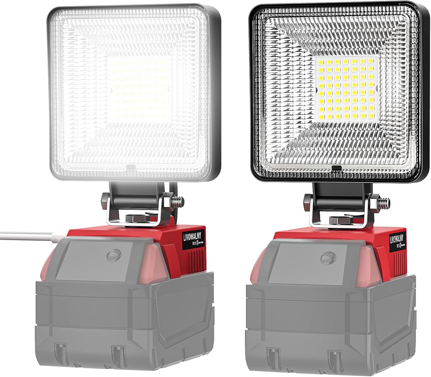 2 PCS Cordless LED Work Light for Milwaukee 18V Battery, 60W 6000LM ...