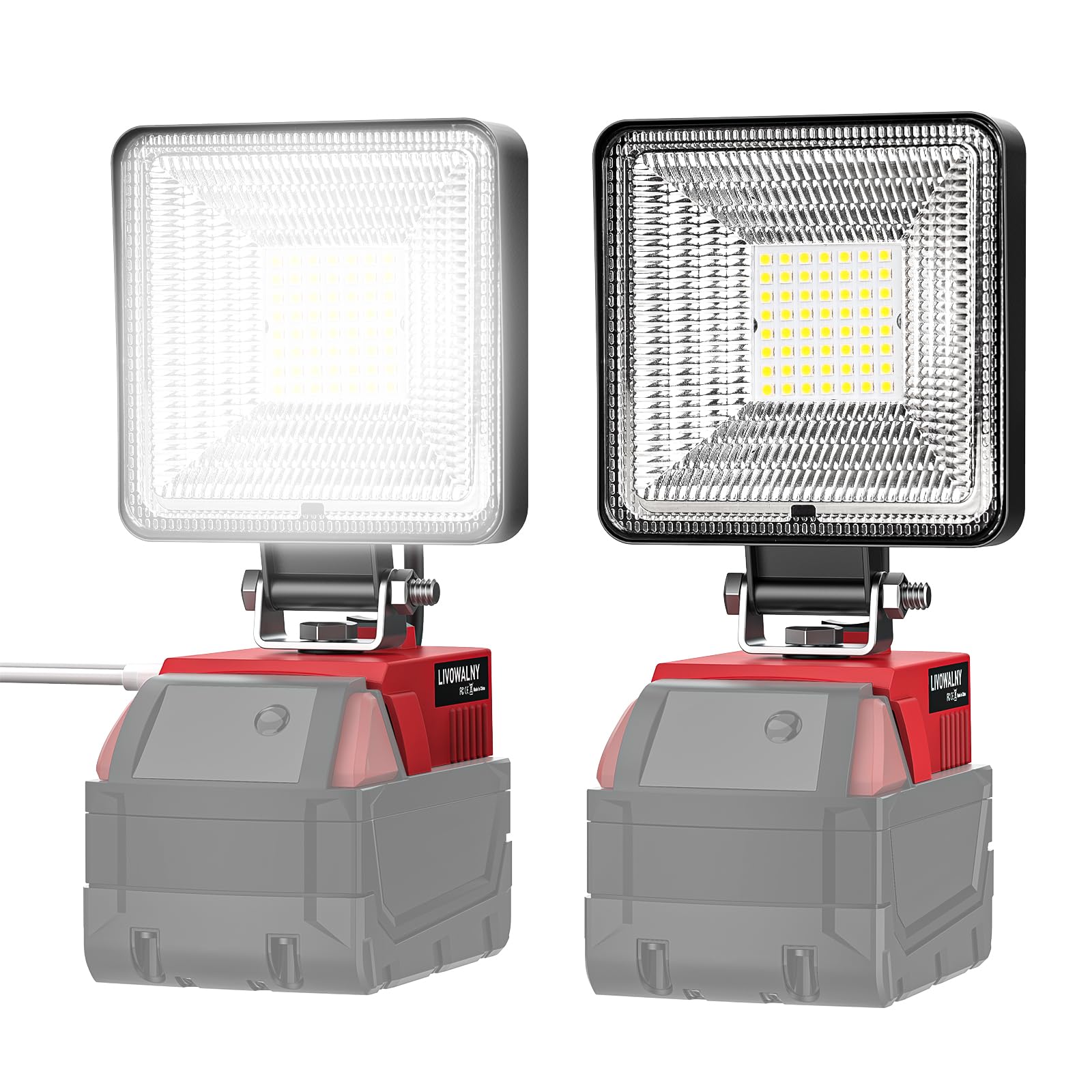 2 PCS Cordless LED Work Light for Milwaukee 18V Battery, 60W 6000LM ...