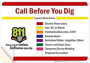 Amazon.com : Call Before You Dig Locator Mark Color Sign, 10x7 Inches ...