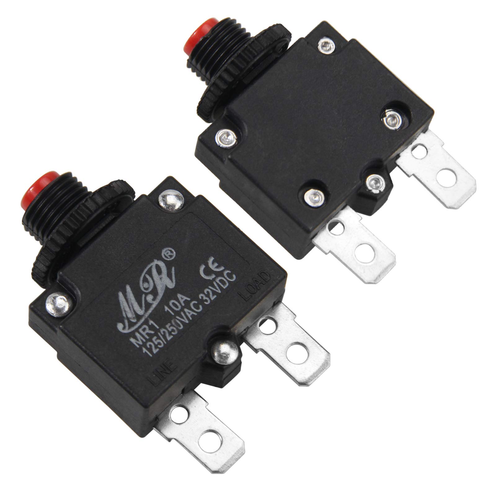 Snapklik.com : 10 Amps Thermal Circuit Breakers 125/250V AC 32V DC Push ...