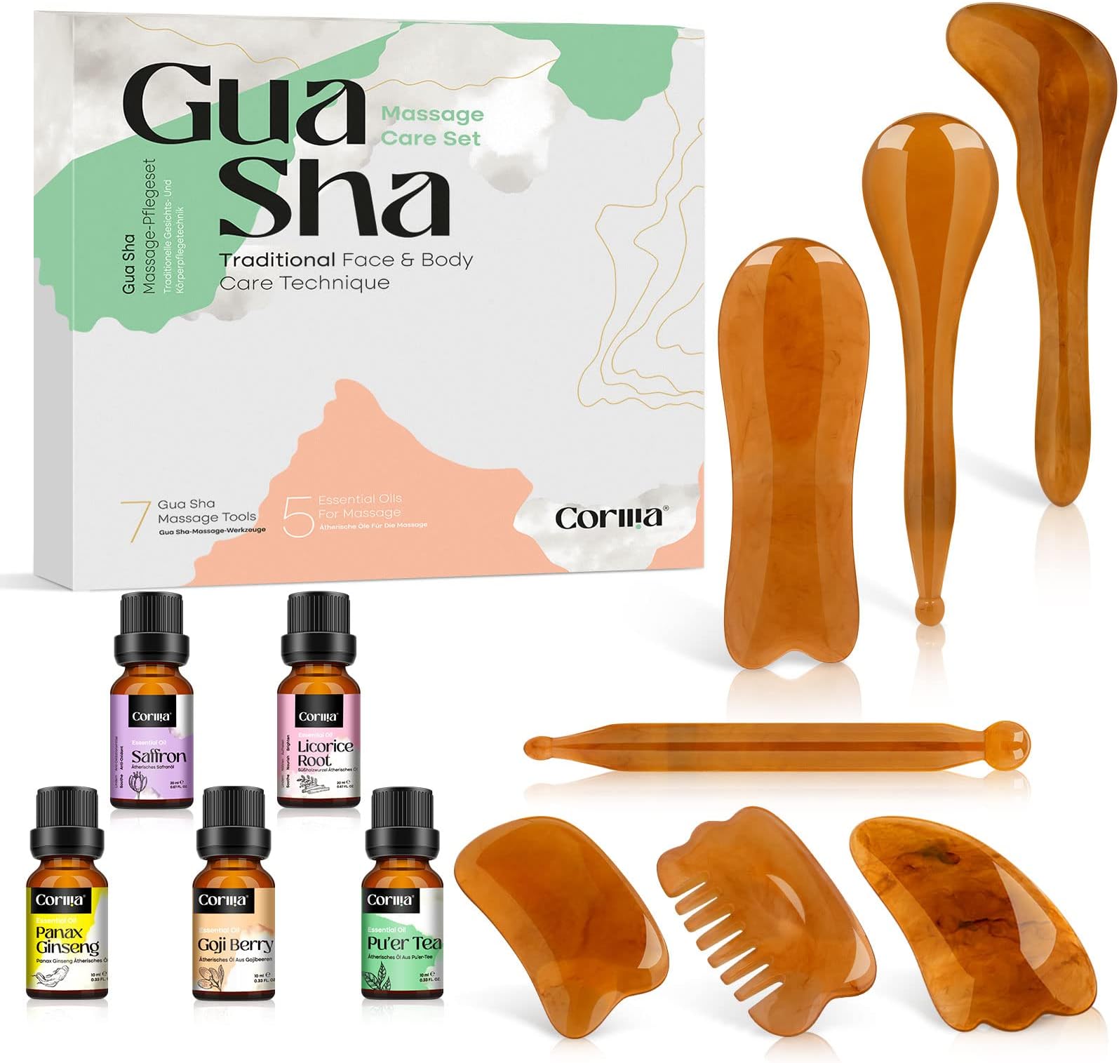 Amazon.com: YUYONGTANG 7 Pieces Gua Sha Scraping Massage Tool,Natural ...