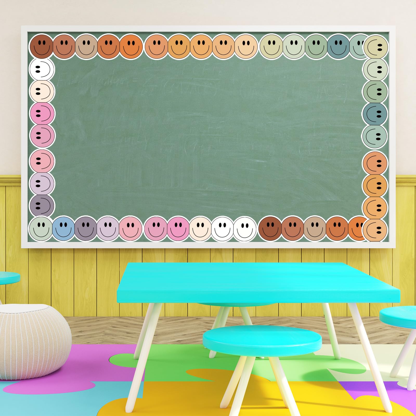 Bulletin Board Paper Whaline 32.8ft Boho Happy Face Bulletin Board ...