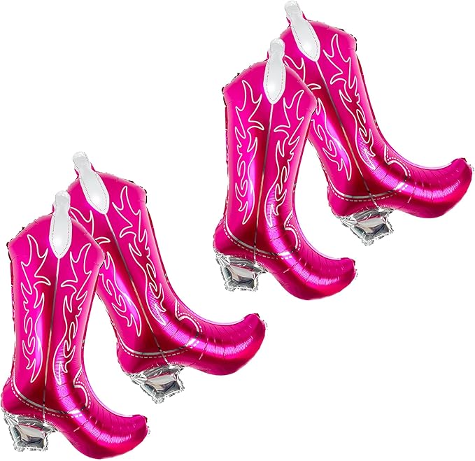 Amazon.com: BlissBash 4PCS Pink Cowgirl Boot Balloons for Birthday ...