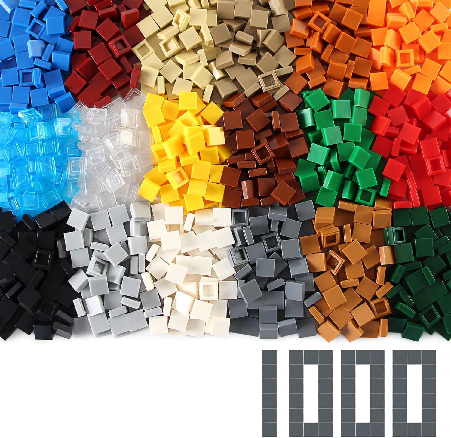 Amazon.com: Feleph 1×1 Square Tiles 1000PCS Flat Bricks MOC Pieces and ...