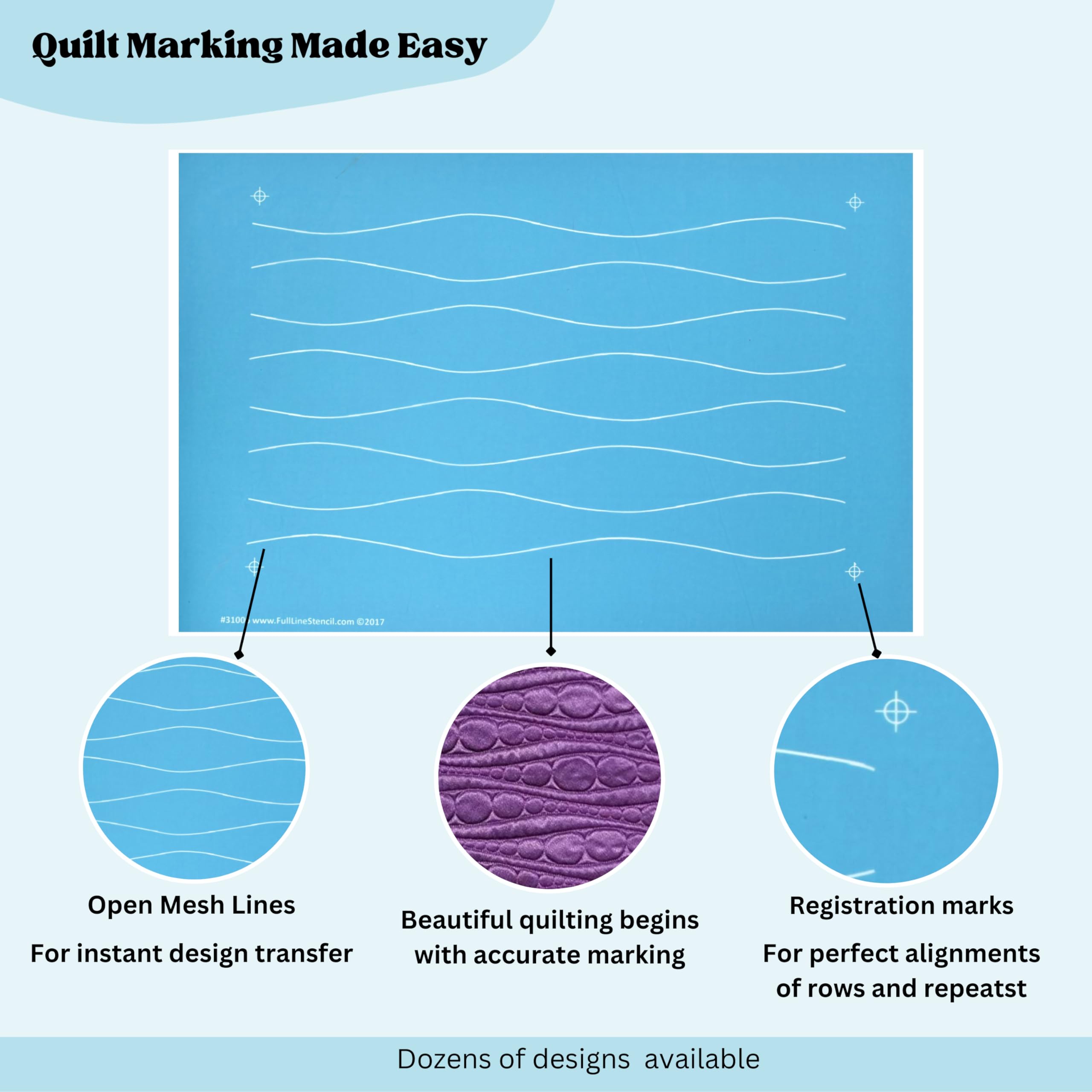 Snapklik.com : Full Line Stencil - Modern Waves - Edge To Edge Nylon ...