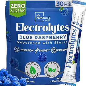 Amazon.com: Zero Sugar Blue Raspberry Electrolytes Powder Packets (30 ...