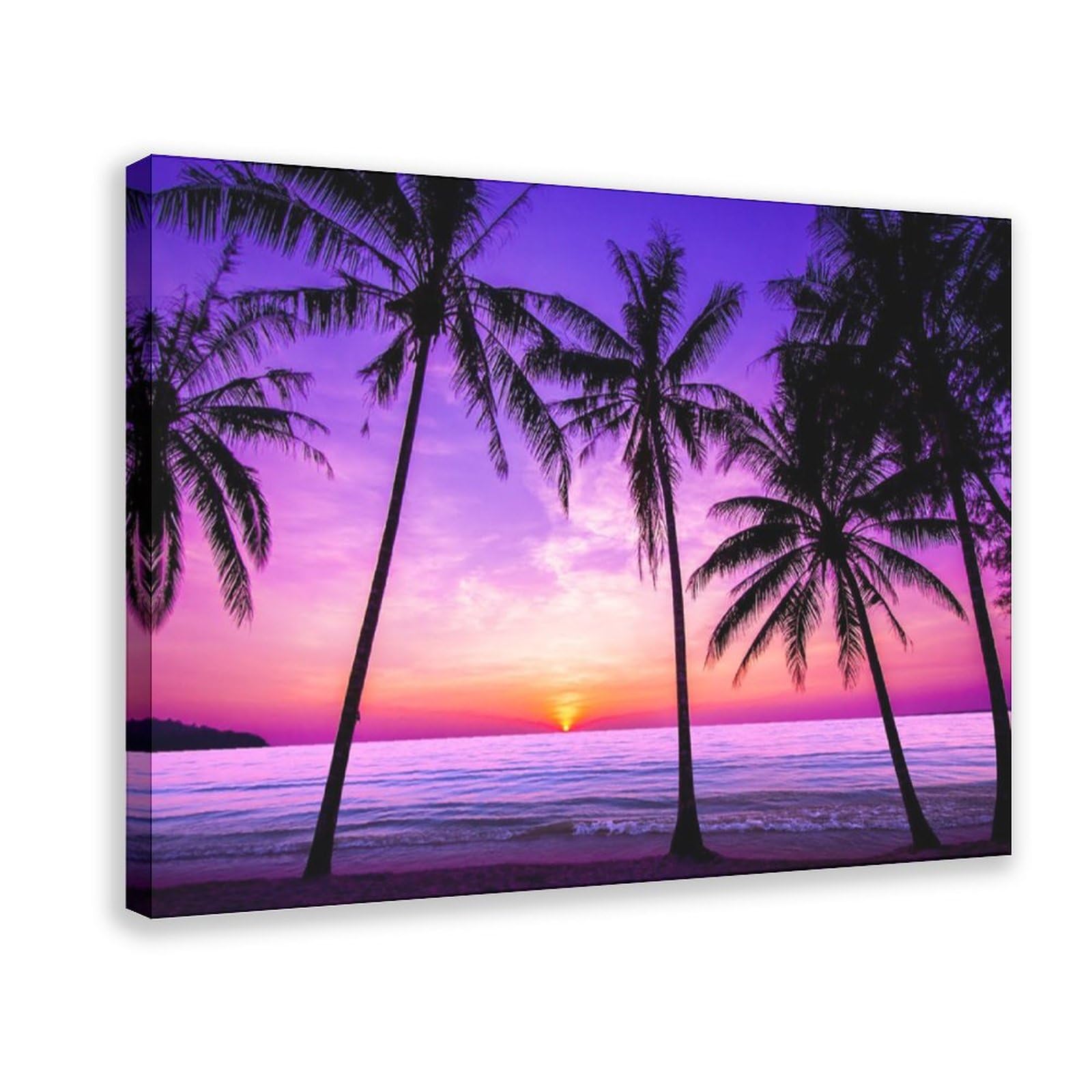 Purple Sunset With Palm Trees Sunset And Palm Trees At Ocean In