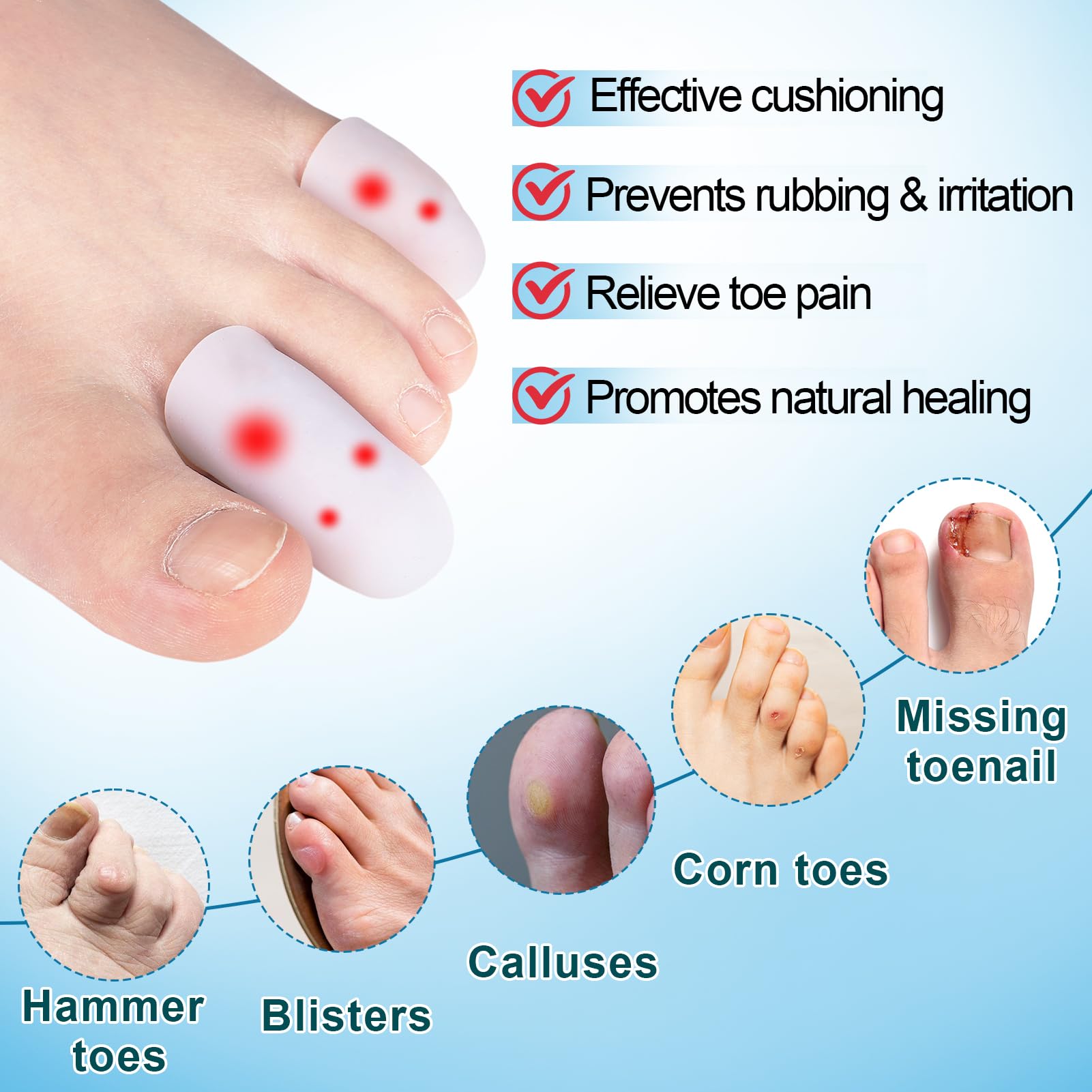 Snapklik.com : 20Pcs Gel Toe Protectors - Durable Silicone Toe Caps ...