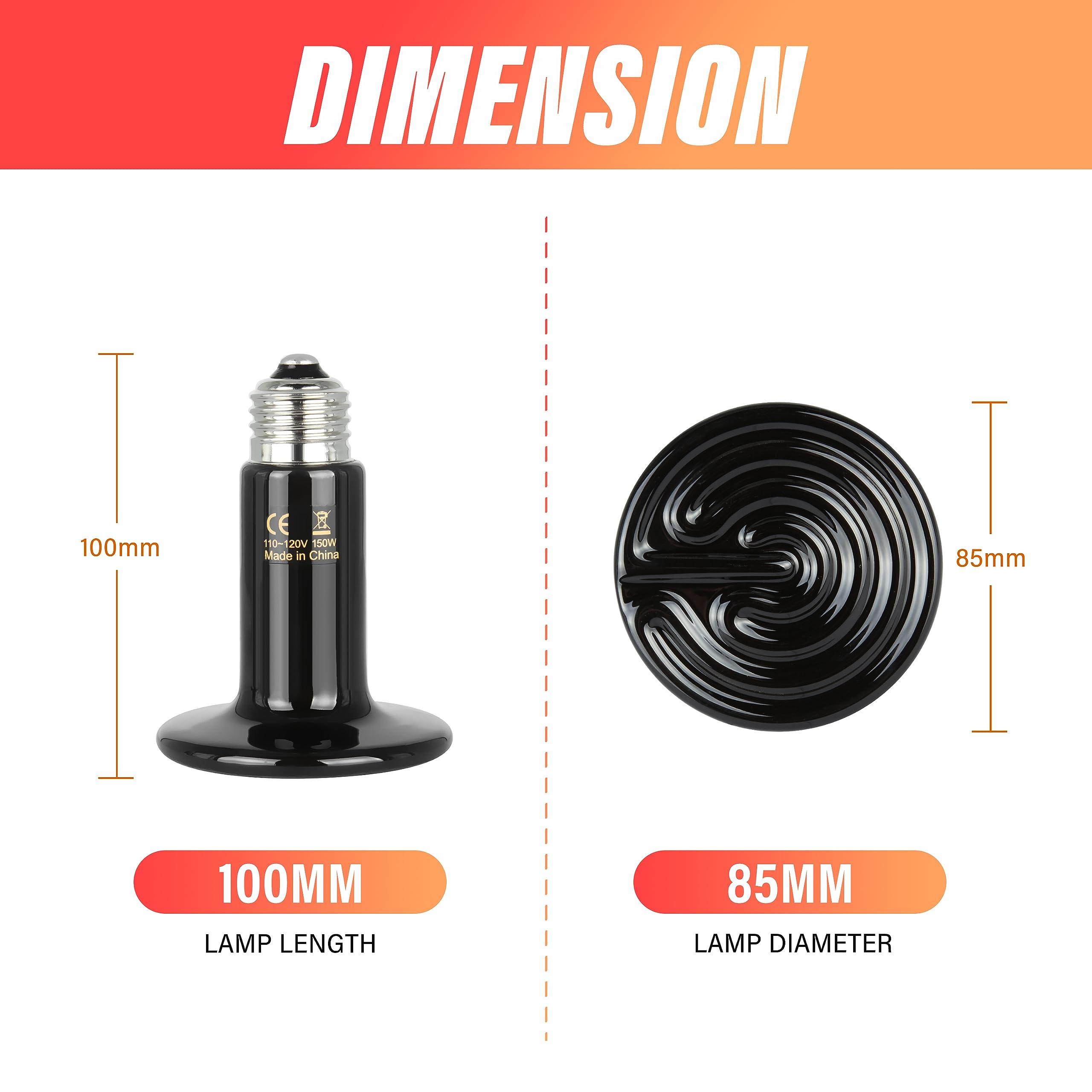 Snapklik.com : 150W Ceramic Heat Emitter, Reptile Heat Bulbs, Ceramic ...