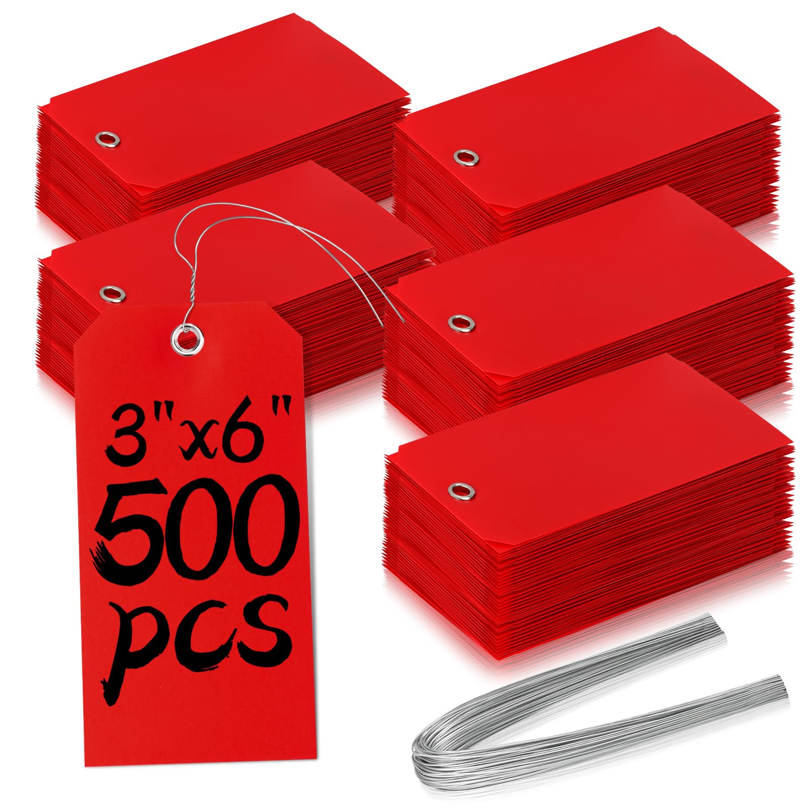 Amazon.com : 500 Pieces Plastic Shipping Tags with Wire Waterproof Hang ...