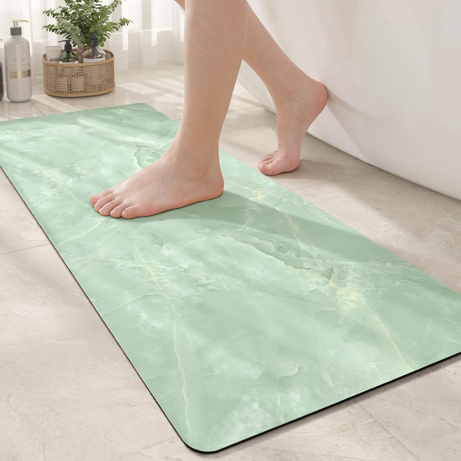 Amazon.com: Color&Geometry Bathroom Runner Rug Quick Dry- 17"x43 ...