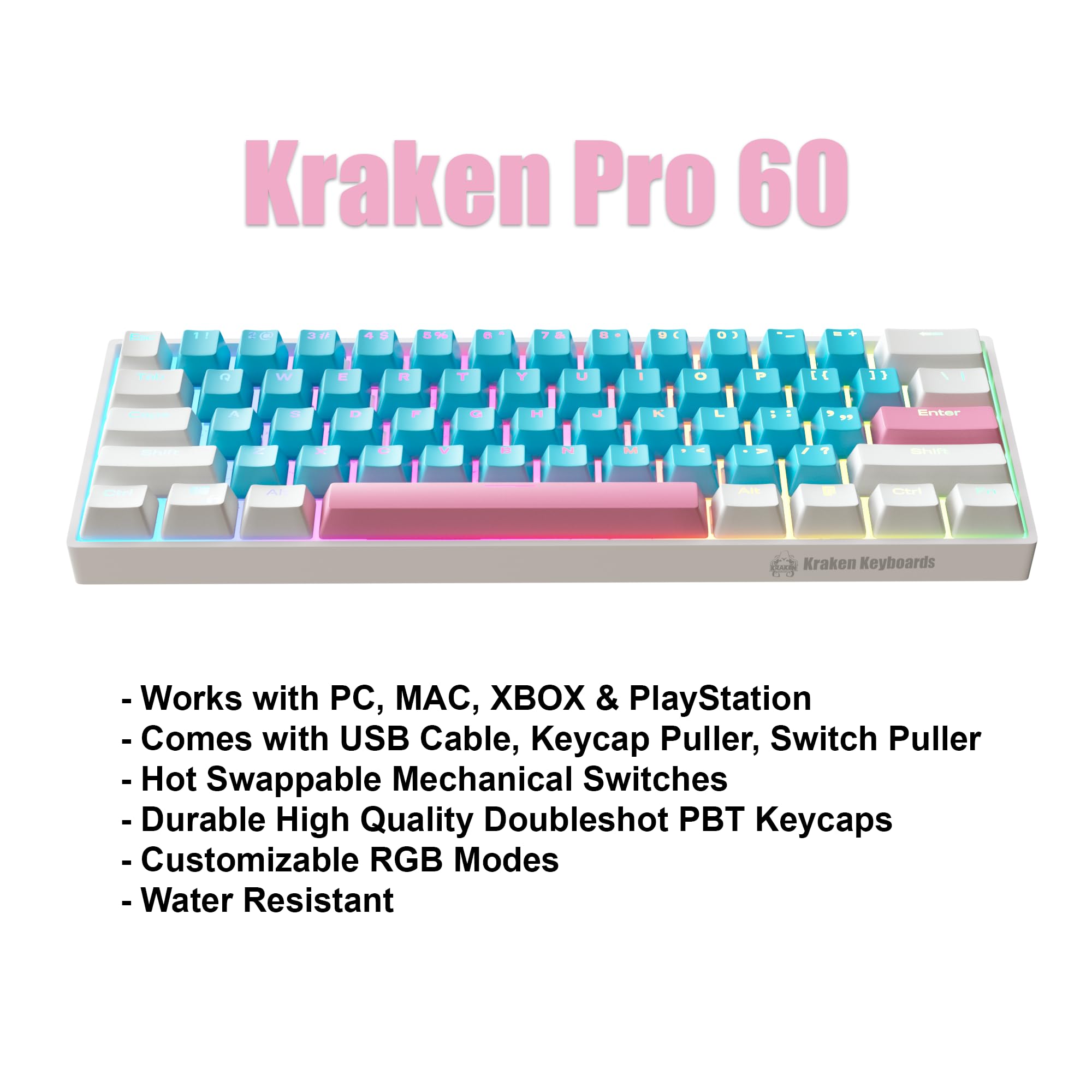 Snapklik.com : Kraken Keyboards Pro 60 Percent Keyboard 60% Gaming ...