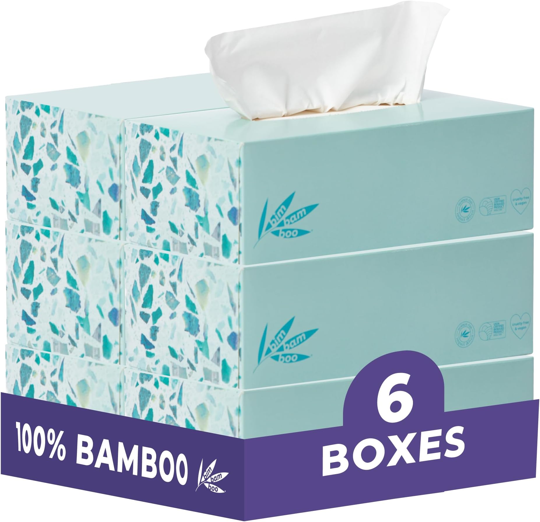 Amazon.com: Bim Bam Boo | 3-Ply 130 Sheet/Package Facial Tissue 6 Pack ...
