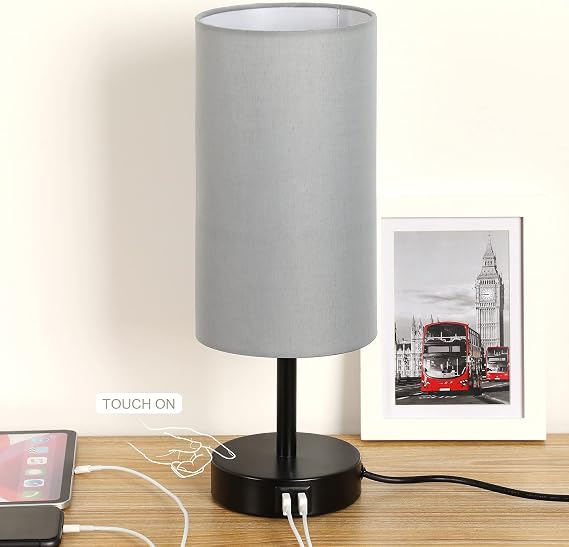 Bedside Lamp with USB Port - Touch Control Table Lamp for Bedroom ...