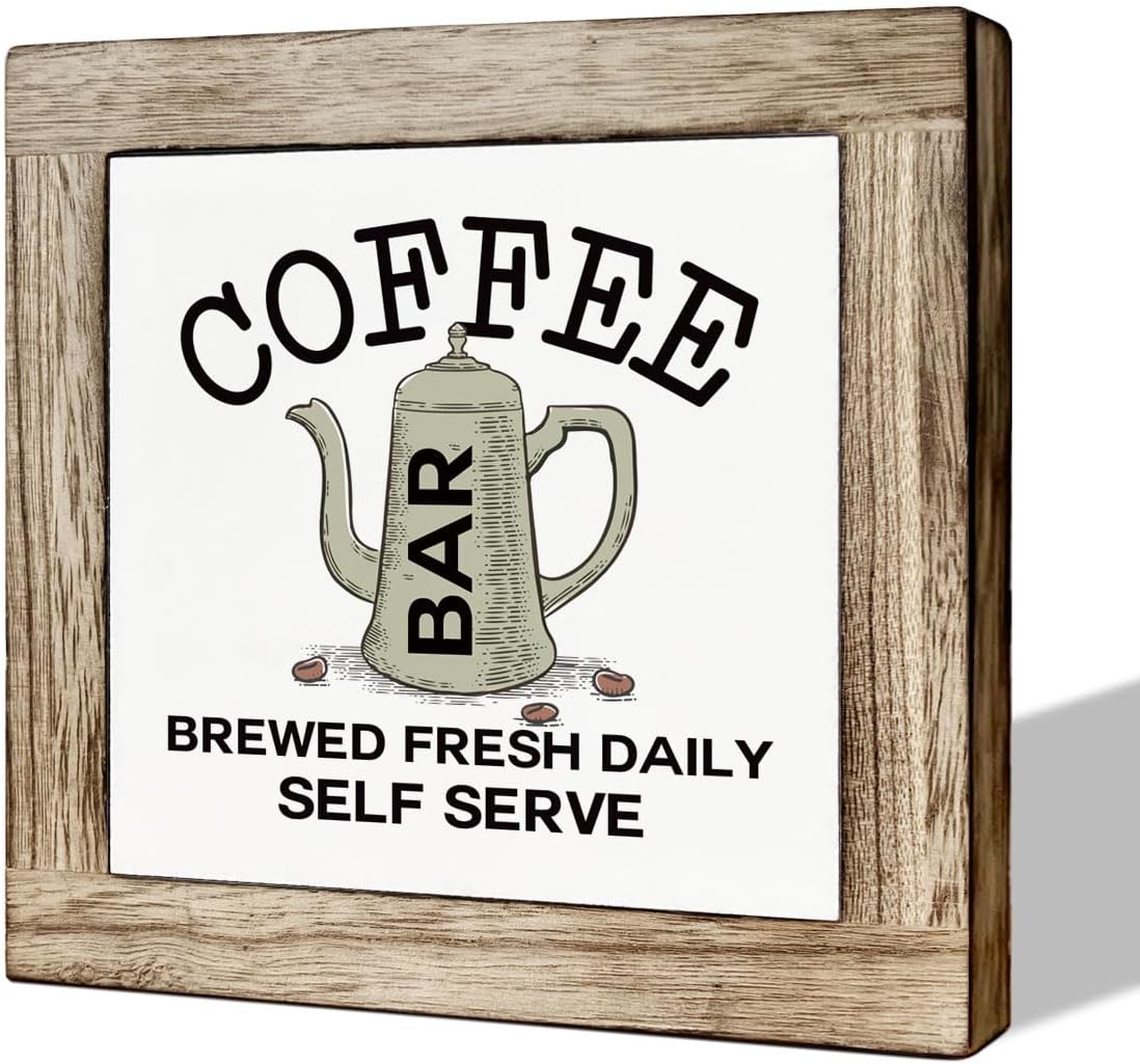 Amazon.com: Coffee Bar Sign - Fresh Brewed Coffee Served Daily ...