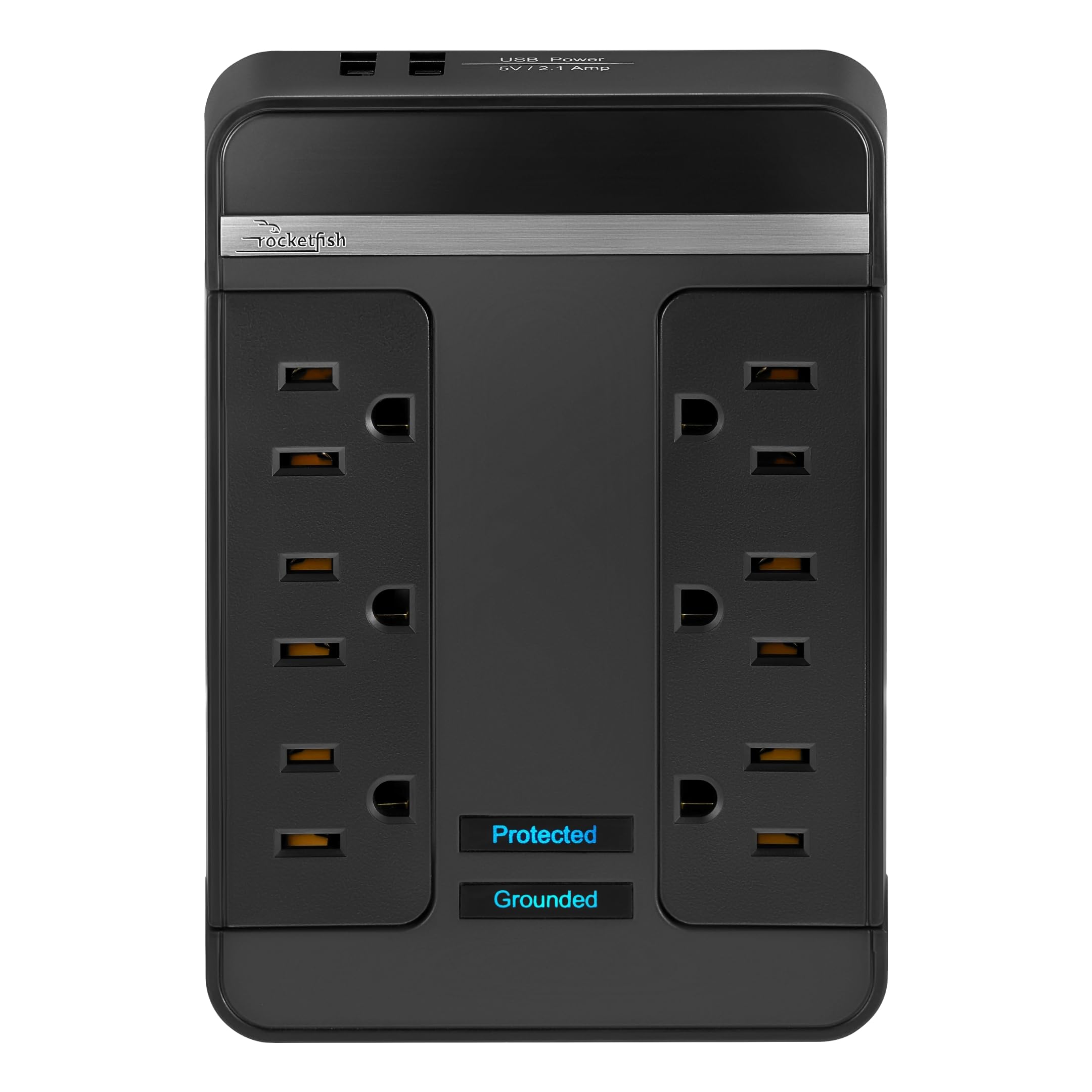 Amazon.com: Rocketfish 6 Outlet/2 USB Swivel Wall Tap 2100 Joules Surge ...