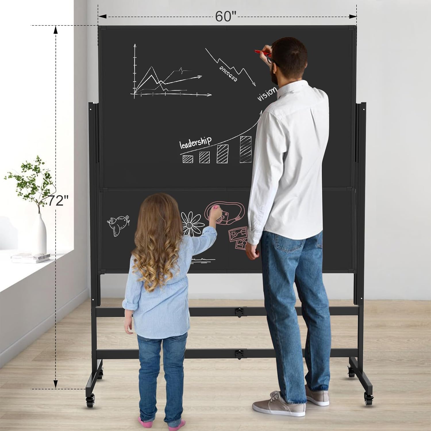 Mobile Chalkboard Height Adjustable - 60x72 inches, Philippines | Ubuy